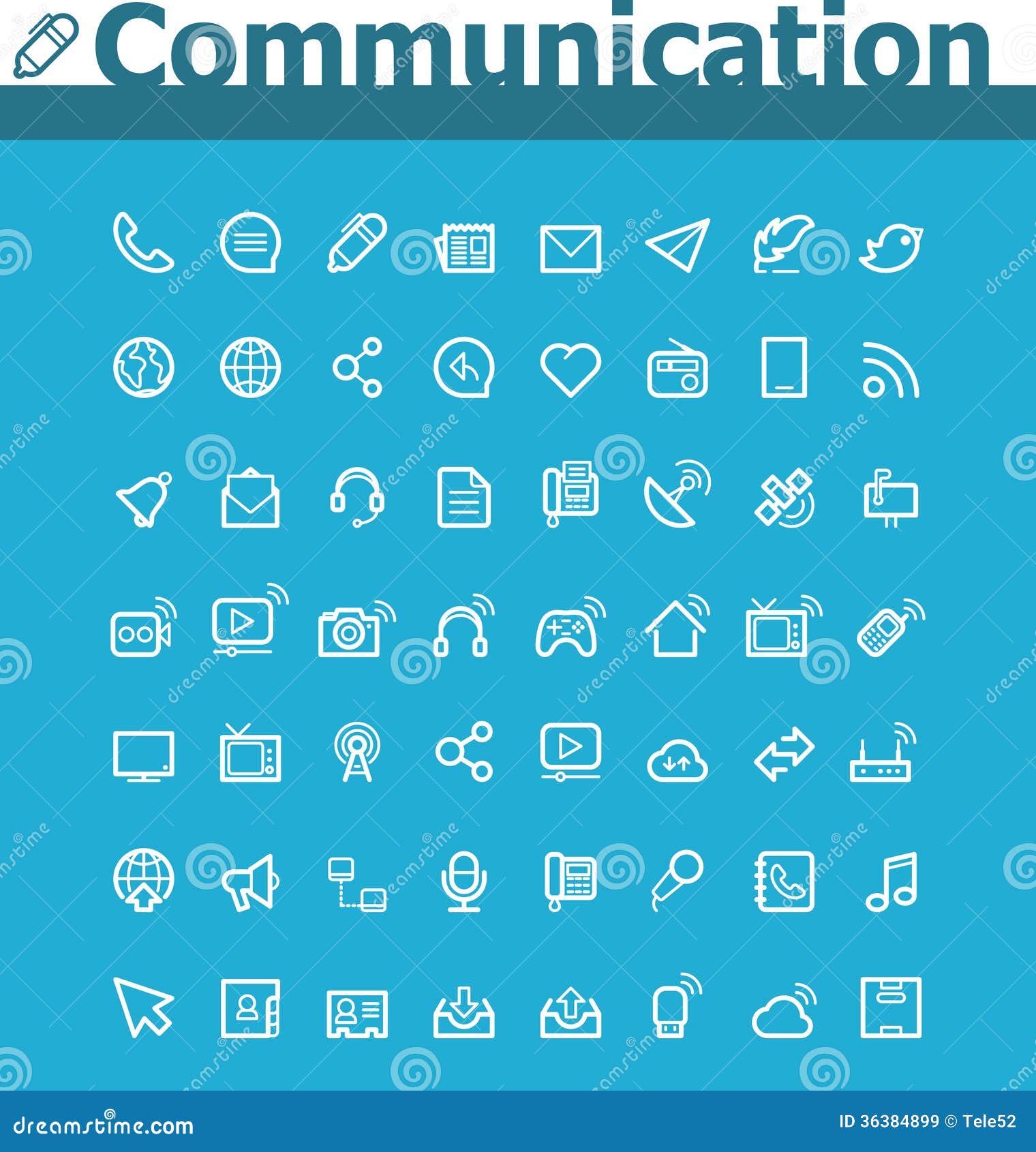 Communication icon set stock vector. Illustration of mail - 36384899