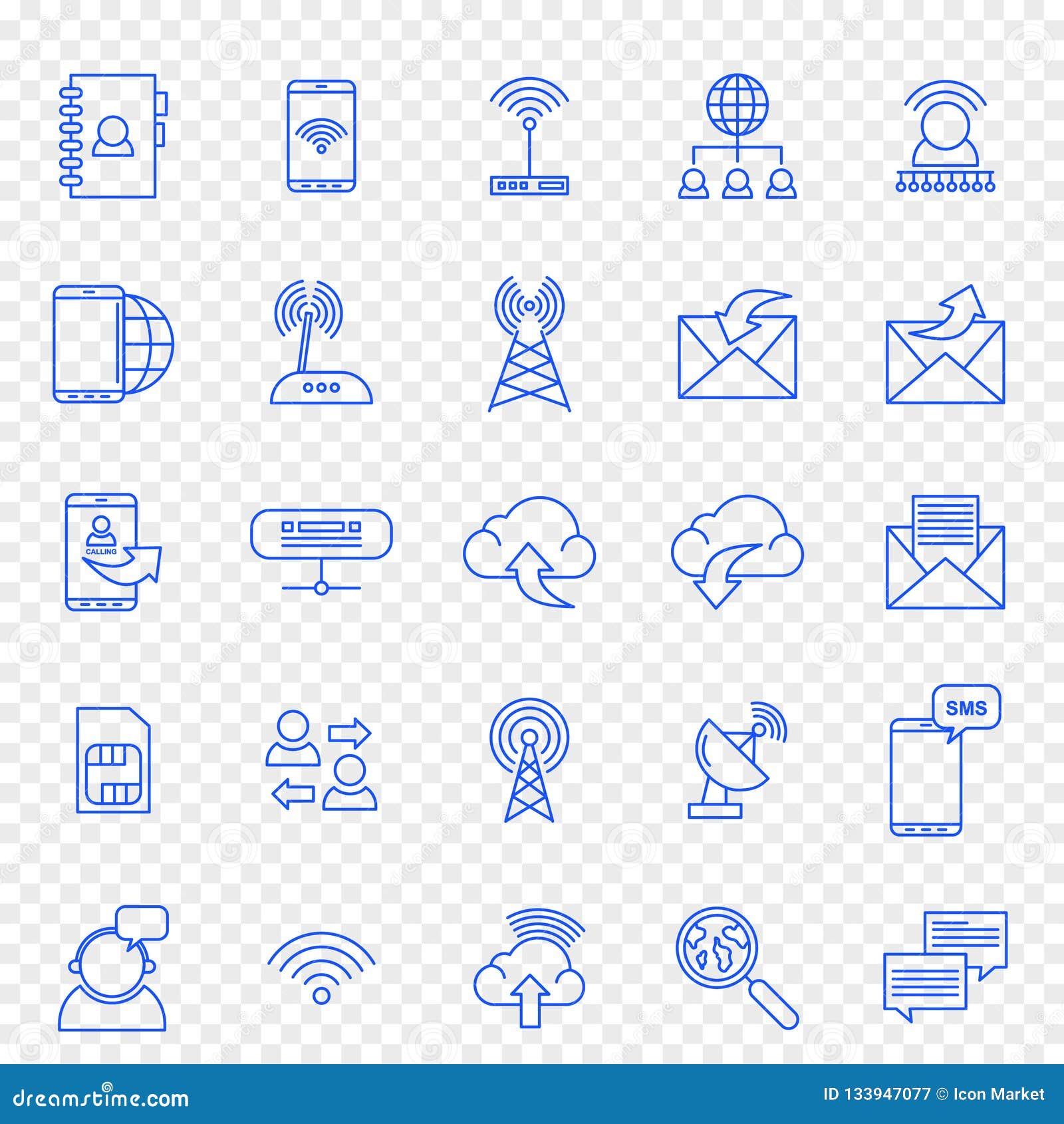 Communication Icon Set. 25 Vector Icons Pack Stock Vector ...
