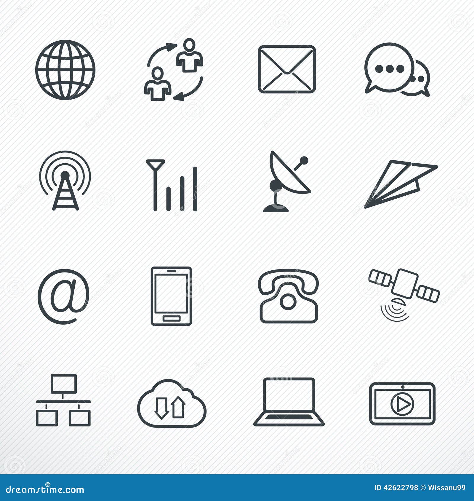 Communication Icon Set stock vector. Illustration of laptop - 42622798