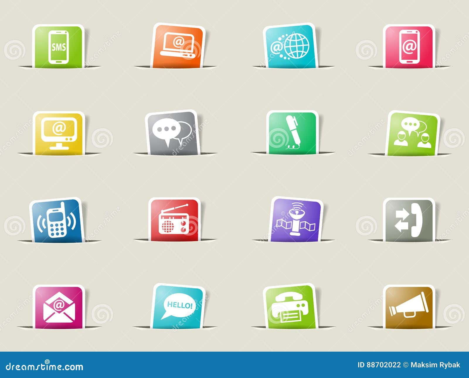 Communication icon set stock illustration. Illustration of earphones ...