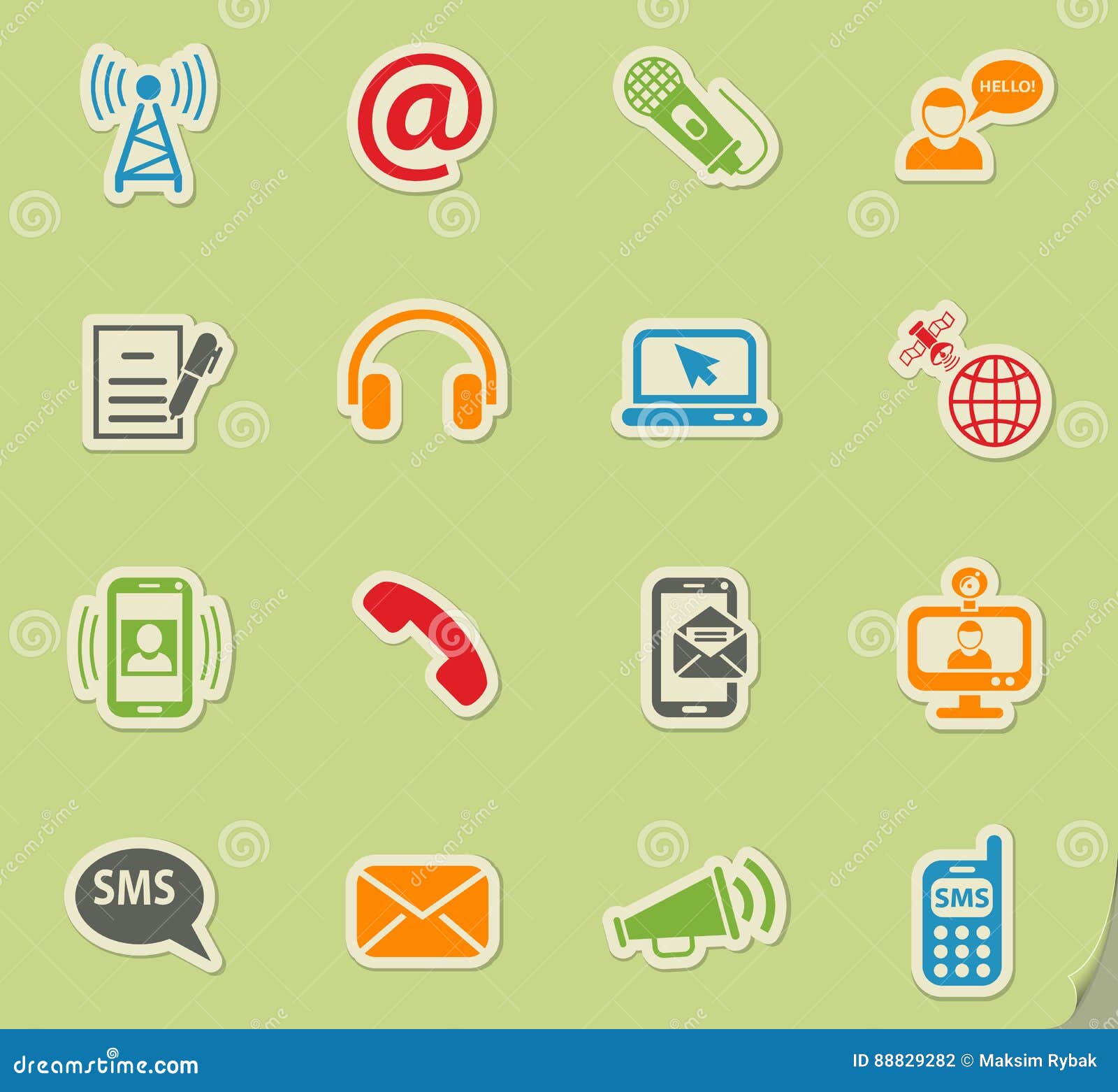 Communication icon set stock illustration. Illustration of sticker ...