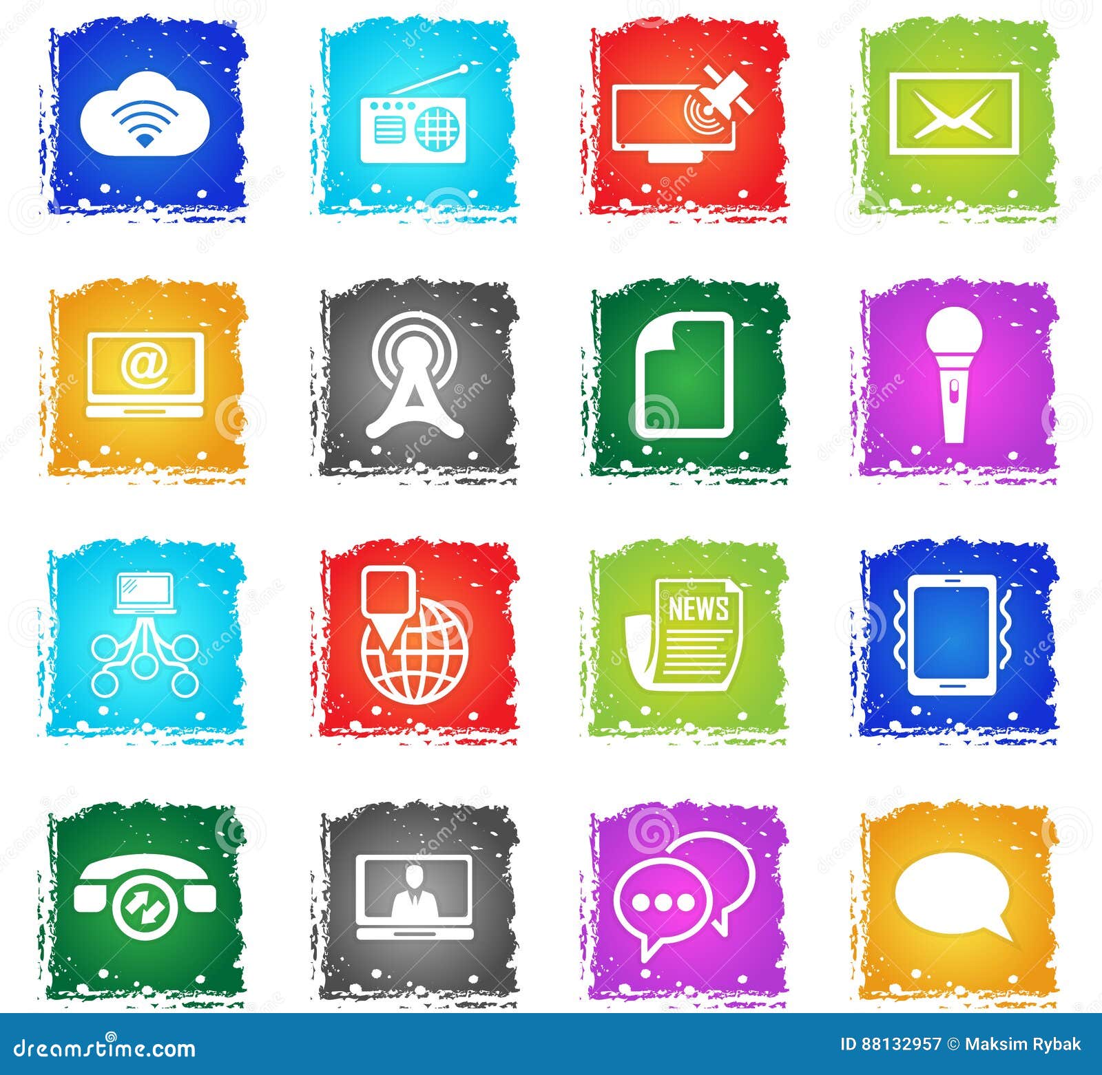 Communication icon set stock illustration. Illustration of microphone ...