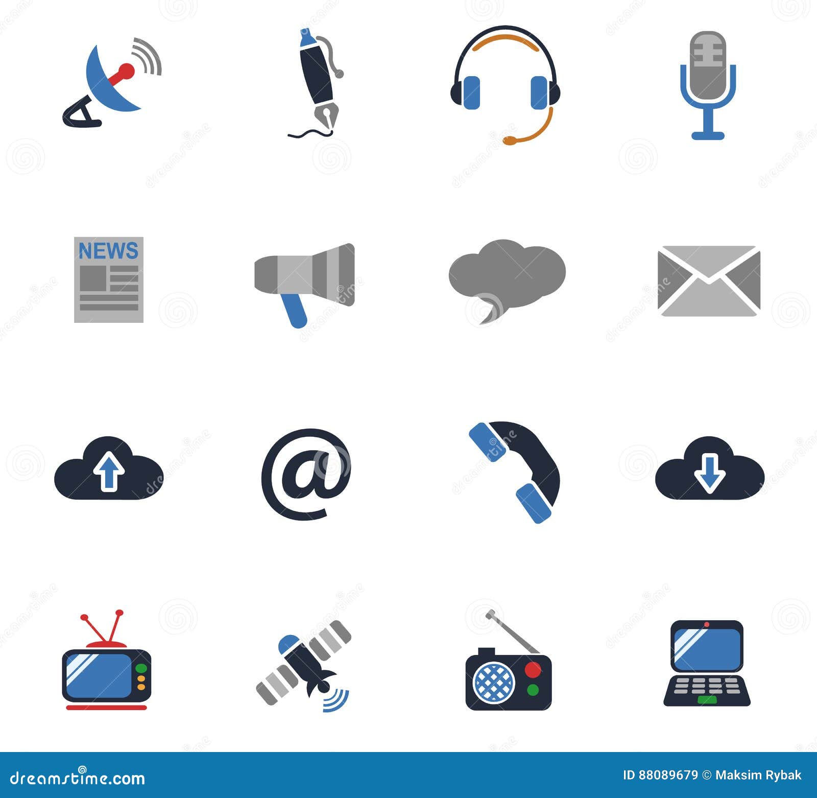 Communication icon set stock vector. Illustration of handset - 88089679