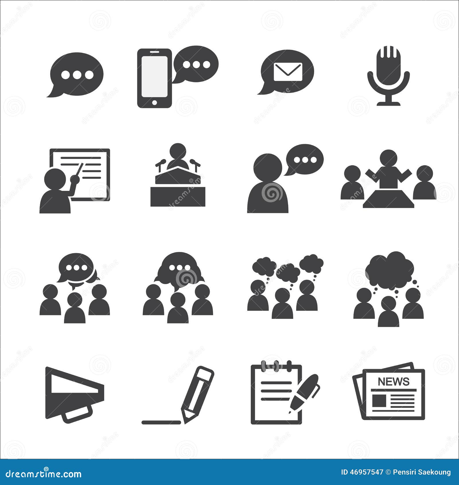 Communication icon set stock vector. Illustration of agreement - 46957547