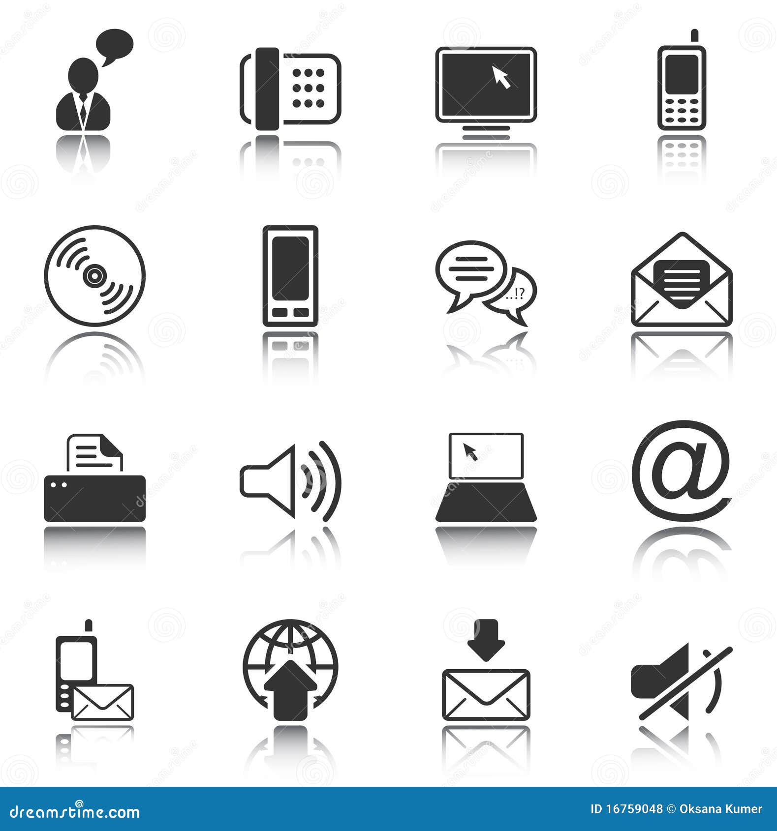 Communication Icon Set - White Series Stock Vector - Illustration of ...