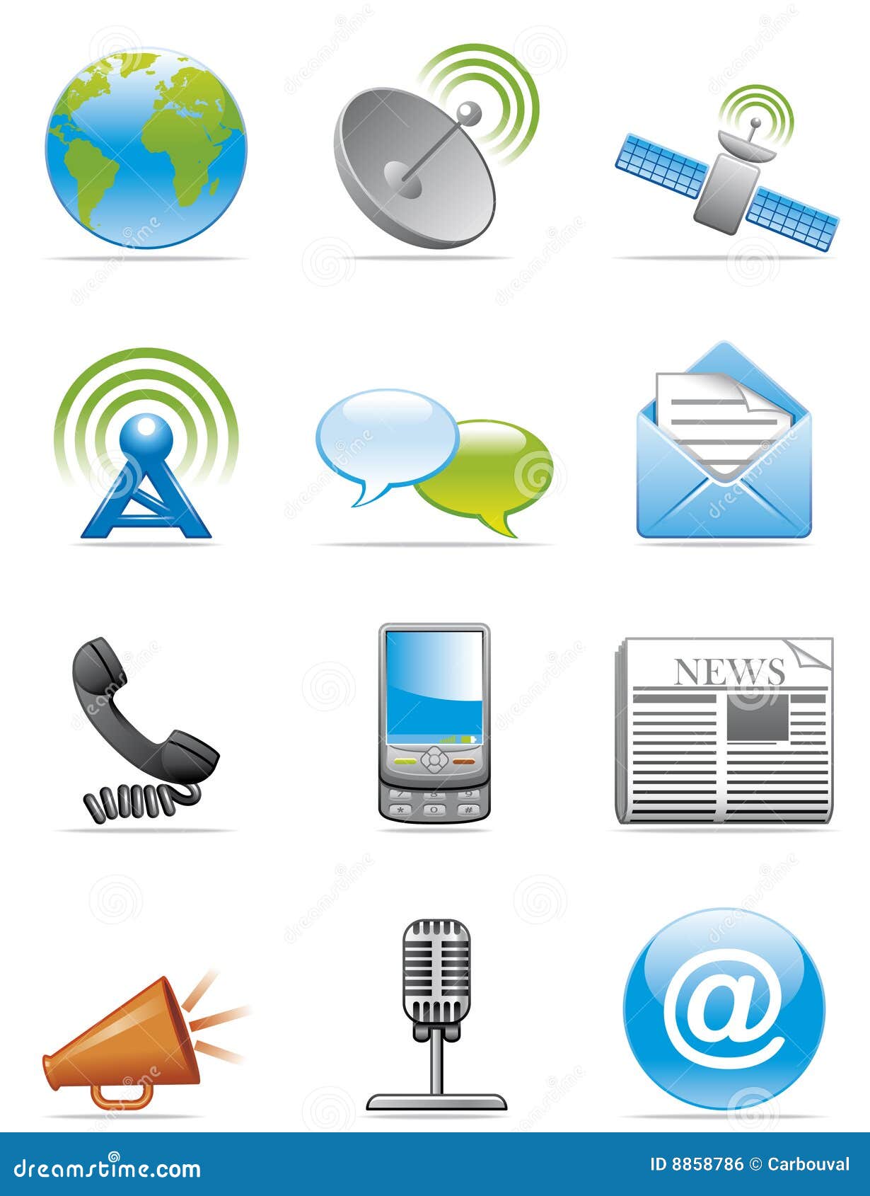 Communication icons stock vector. Illustration of world - 8858786