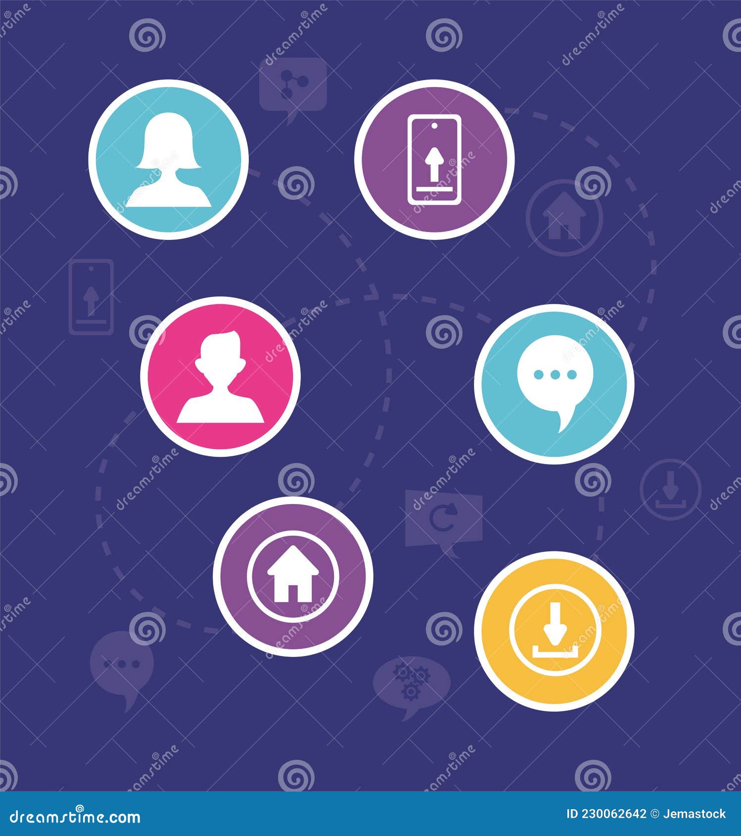 Communication Icons in Circles Stock Vector - Illustration of house ...