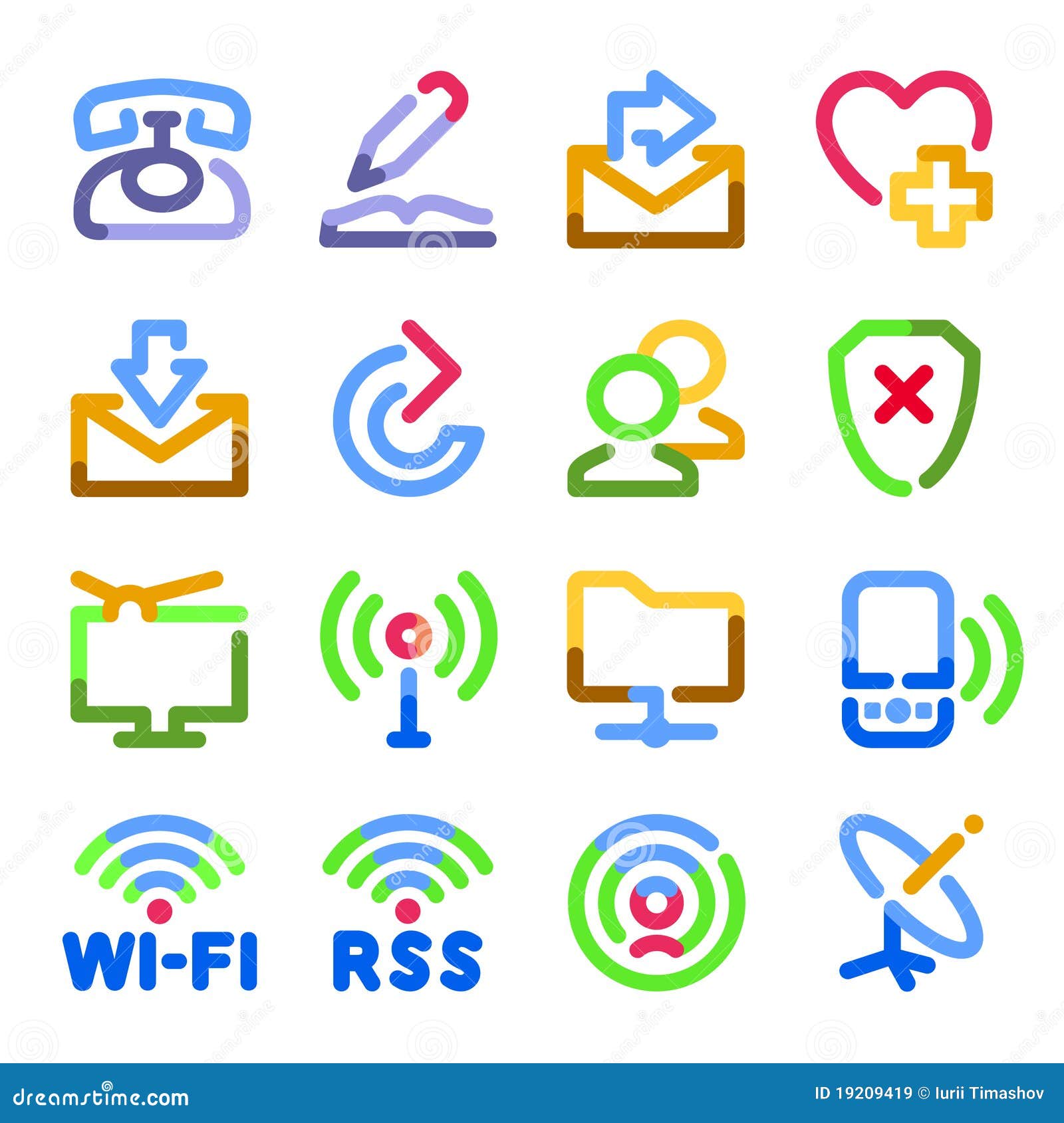 Communication Icons. Color Contour Series. Stock Vector - Illustration ...
