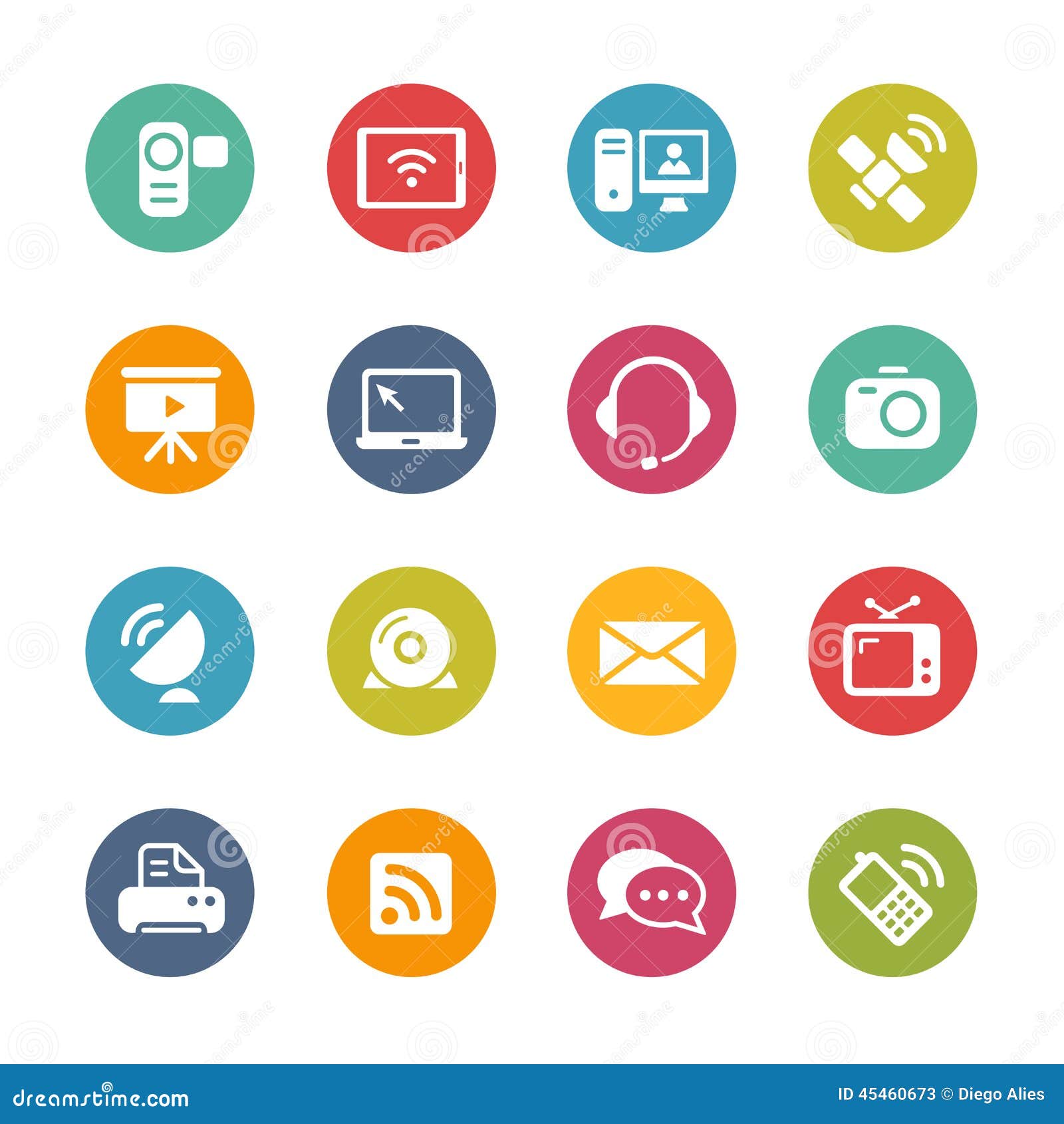 Communication Icons -- Fresh Colors Series Stock Vector - Illustration ...