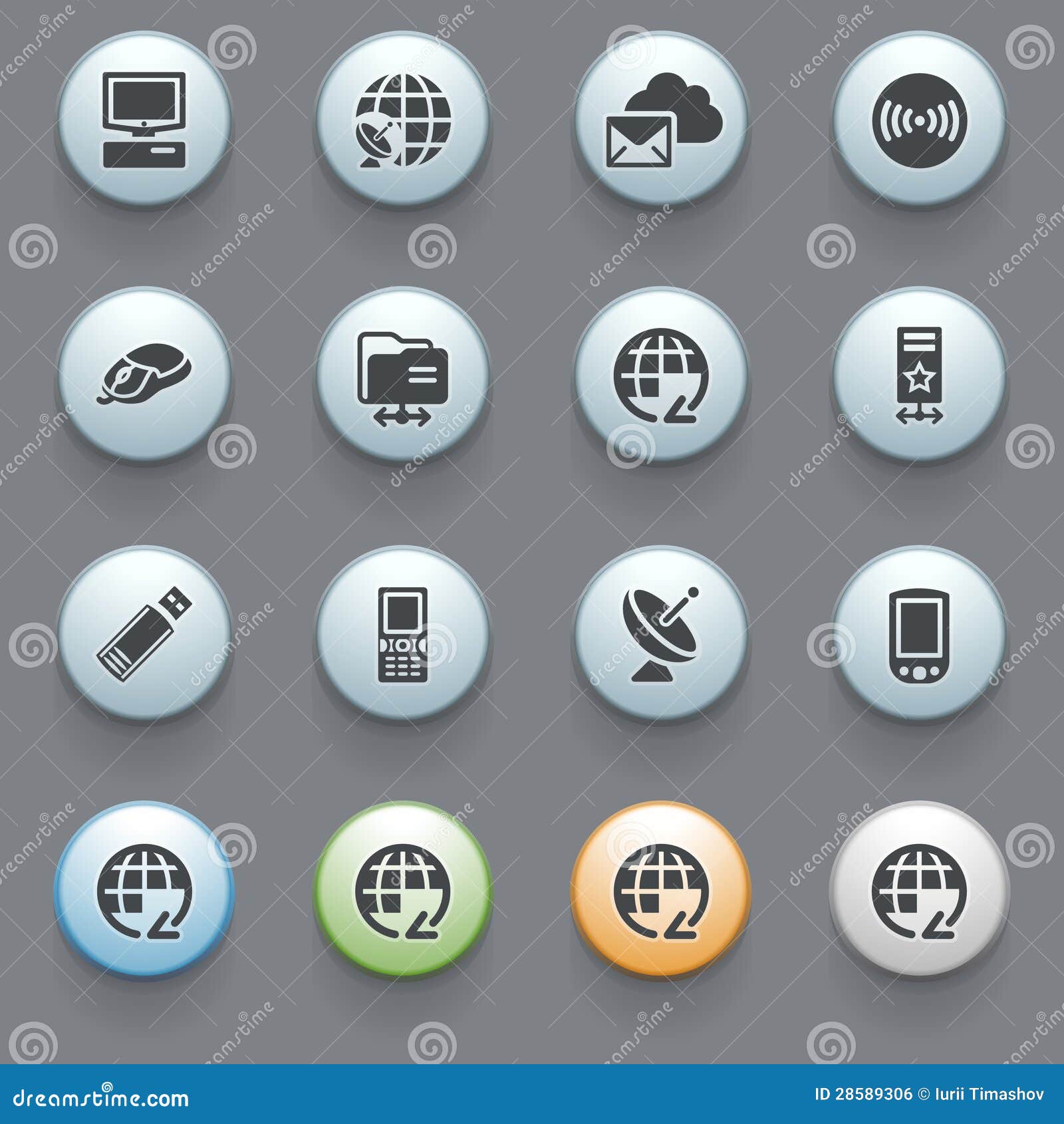 Communication Icons on Gray Background. Set 3 Stock Vector ...