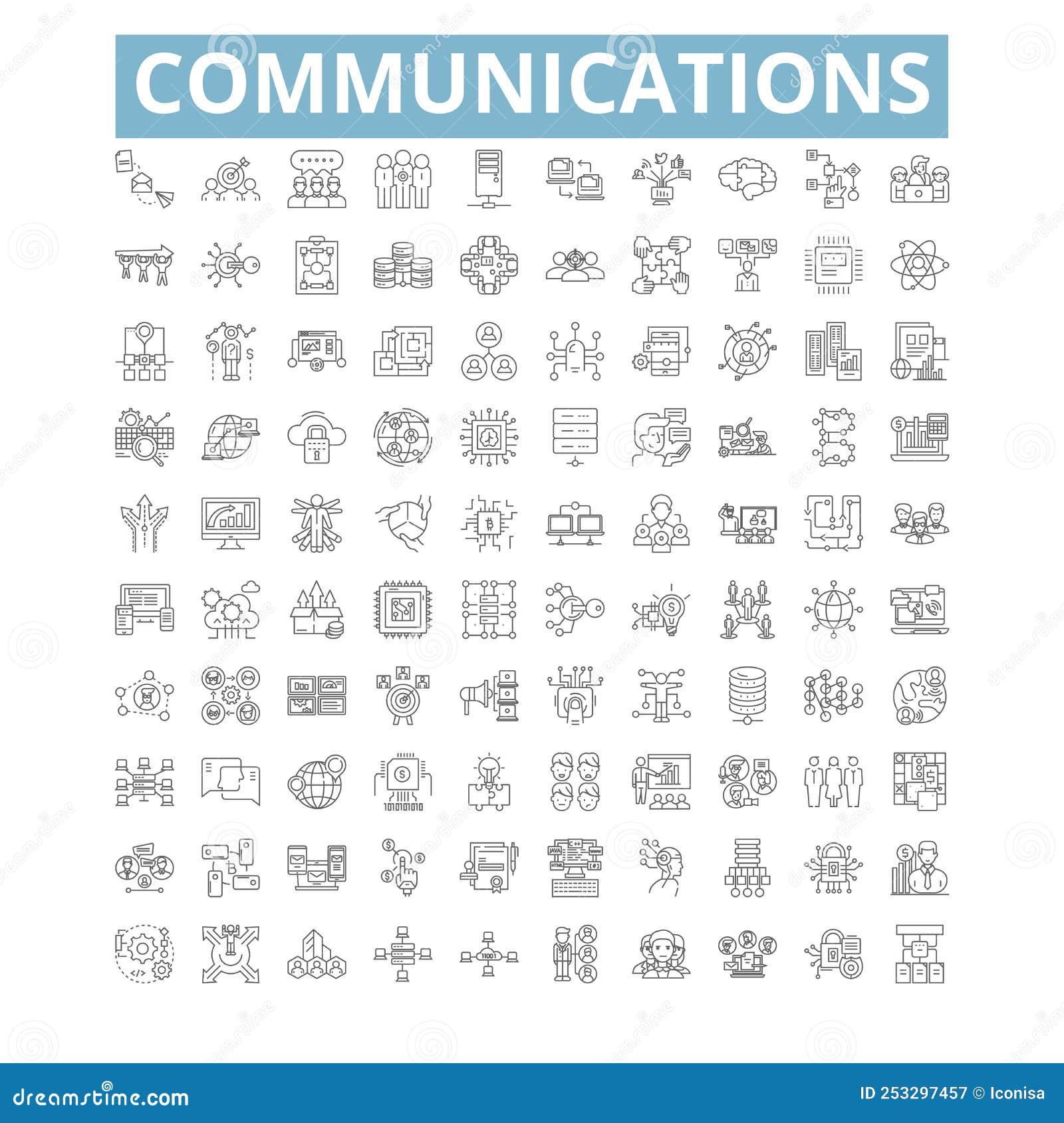 Communication Icons, Line Symbols, Web Signs, Vector Set, Isolated ...