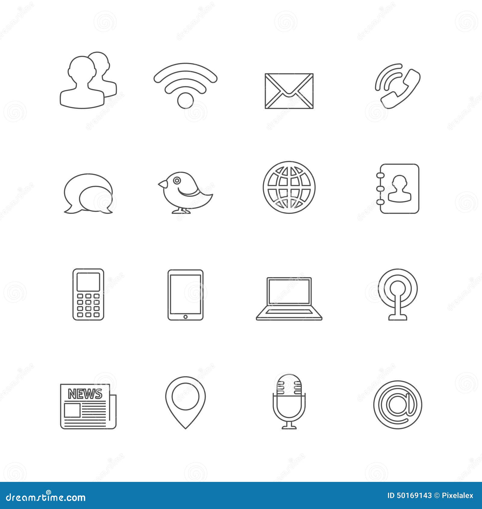 Communication Icons Outline Stock Vector - Illustration of sign ...