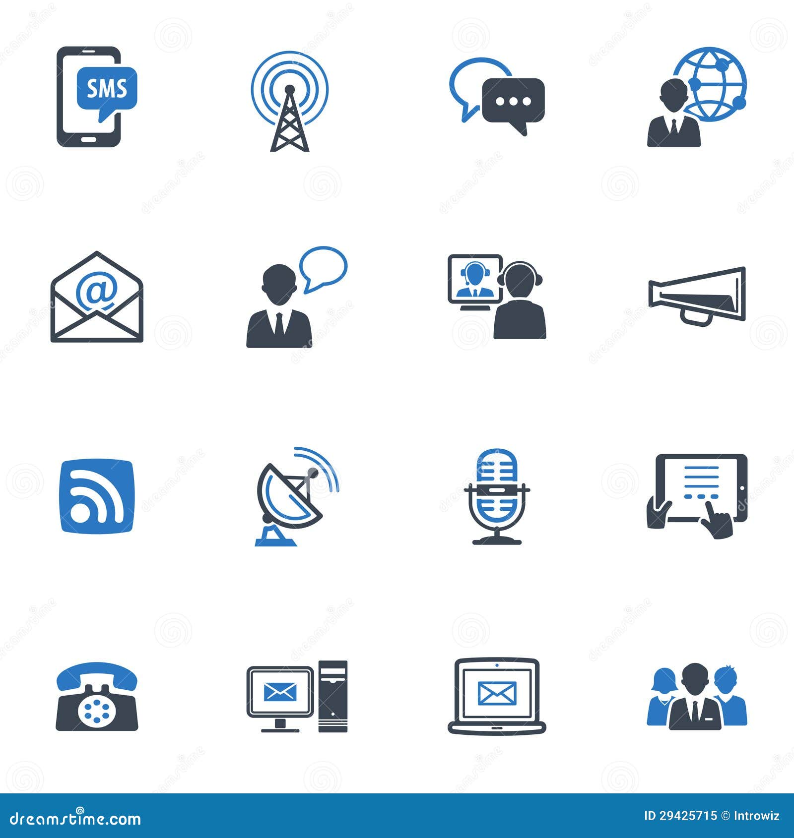 Communication Icons, Set 1 - Blue Series Stock Vector - Illustration of ...