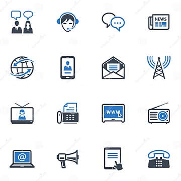 Communication Icons, Set 2 - Blue Series Stock Vector - Illustration of ...