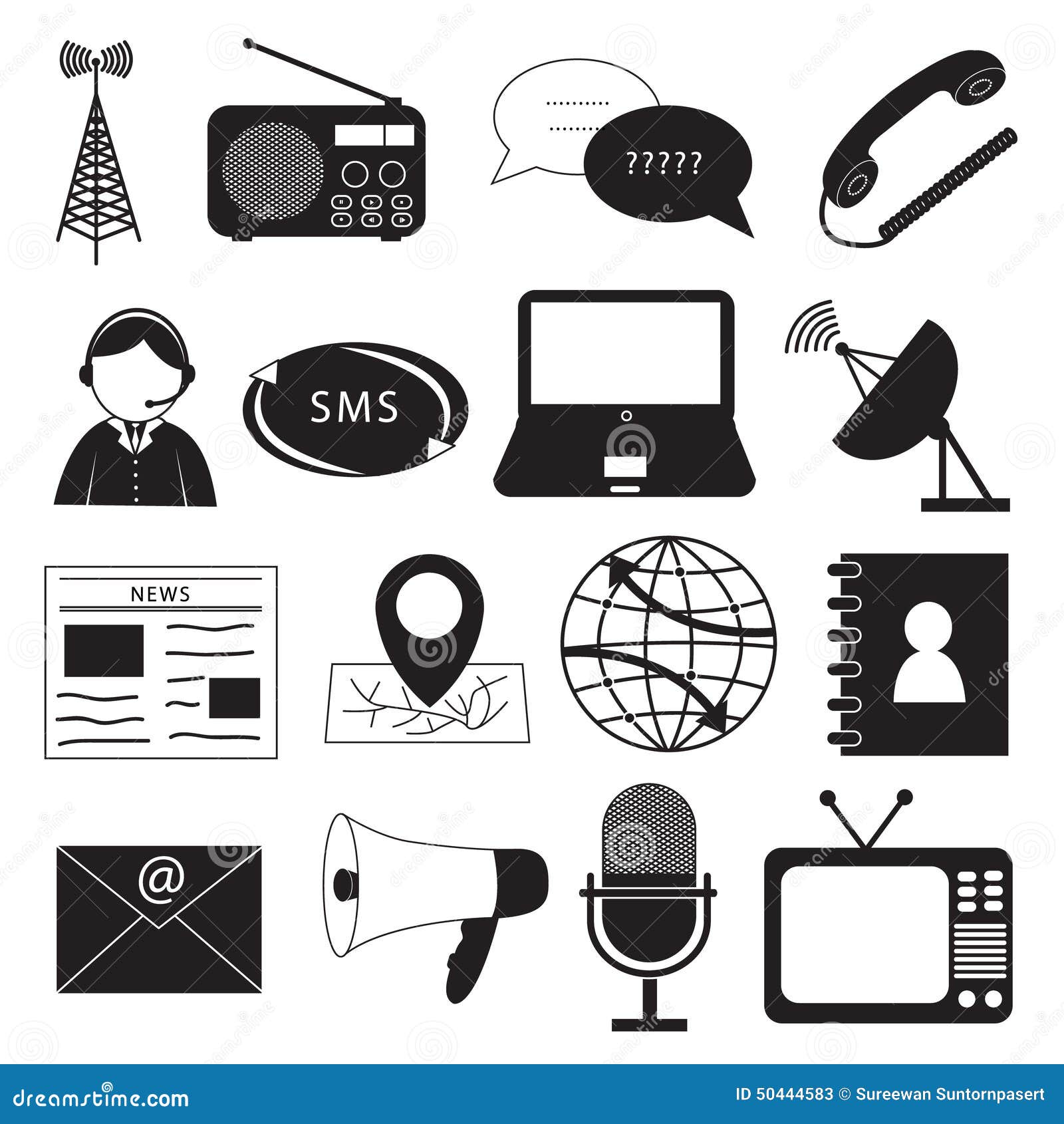 Communication Icons Set stock vector. Illustration of symbol - 50444583