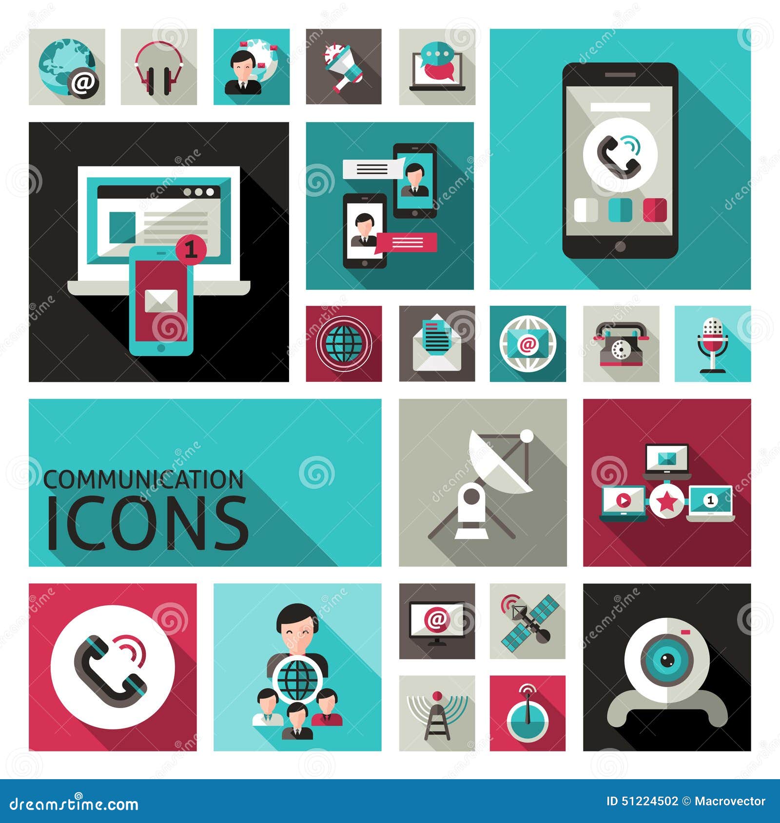 Communication Icons Set stock vector. Illustration of network - 51224502