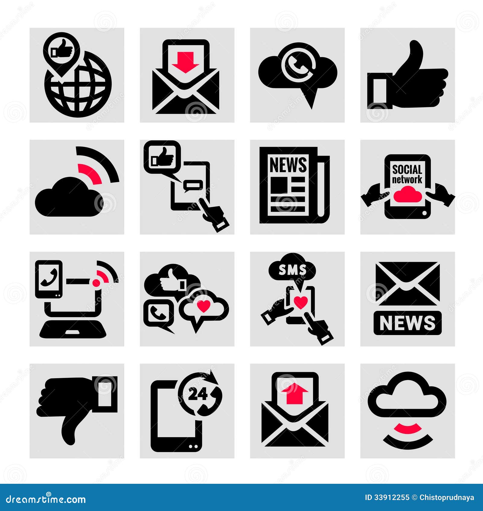 Communication icons set stock vector. Illustration of business - 33912255