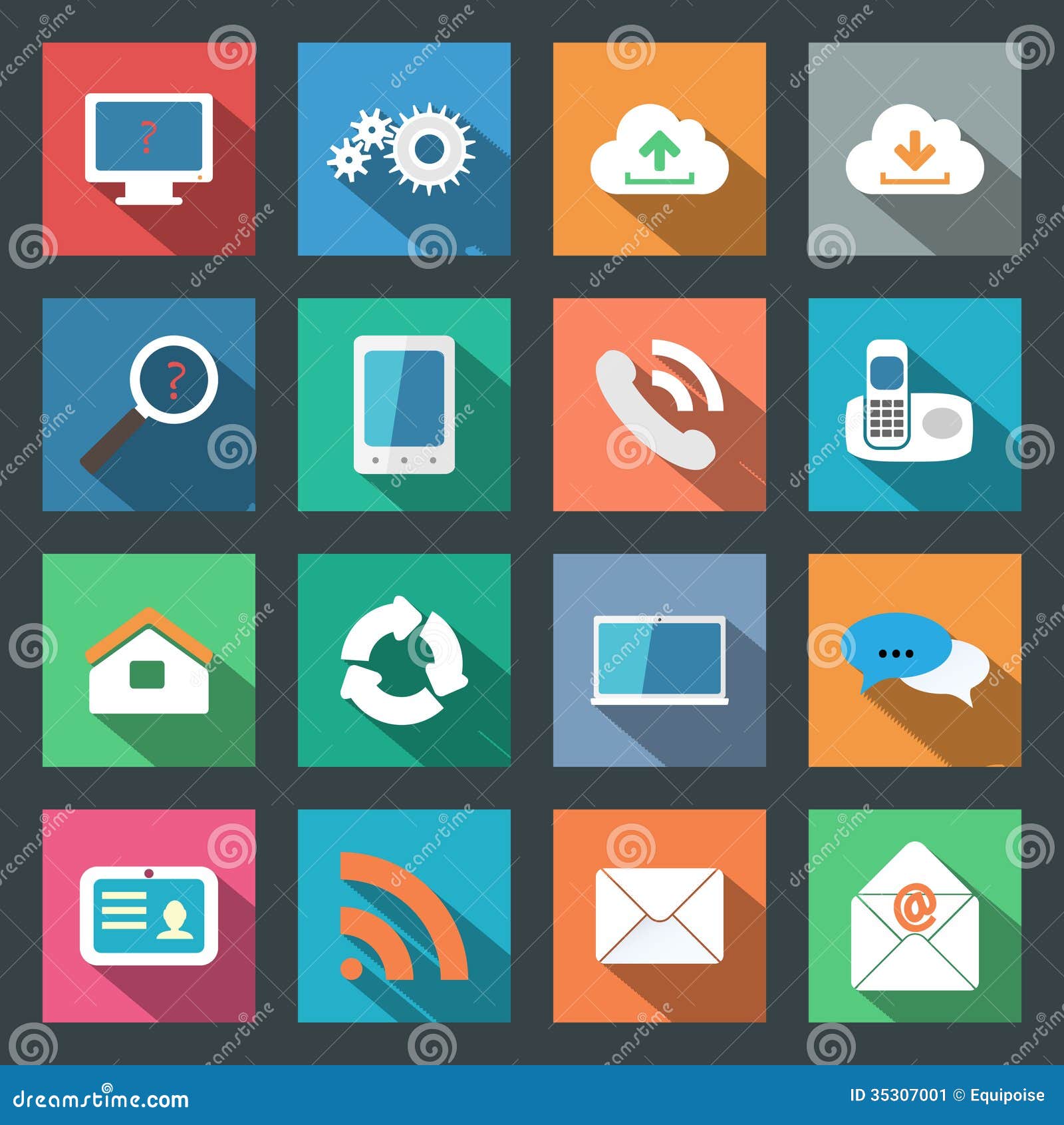 Communication Icons Set Flat Design Stock Illustration - Illustration ...