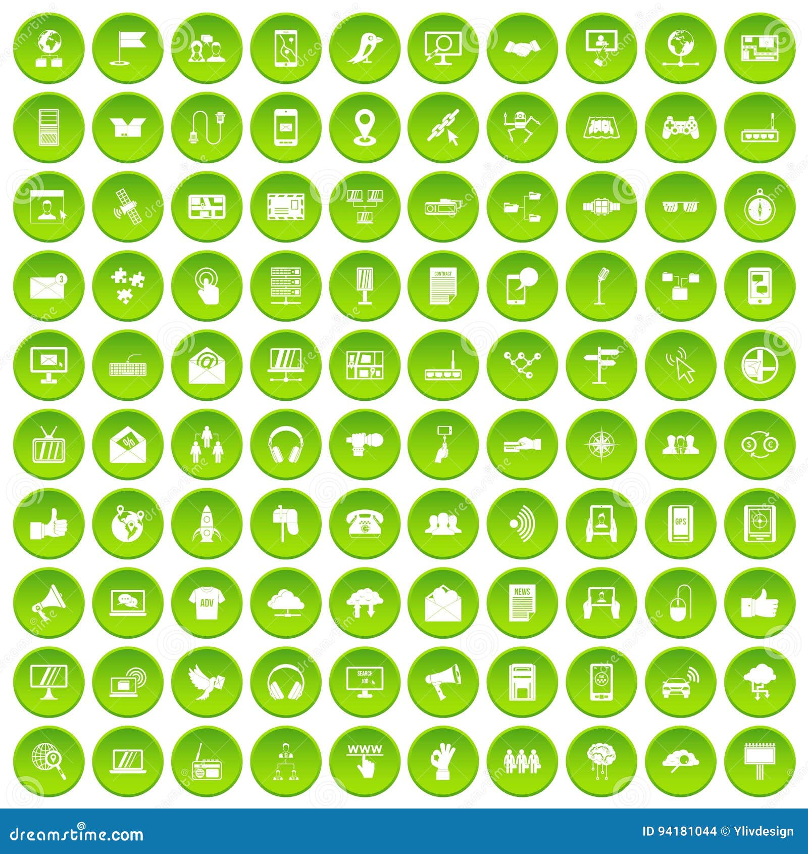 100 Communication Icons Set Green Circle Stock Vector - Illustration of ...
