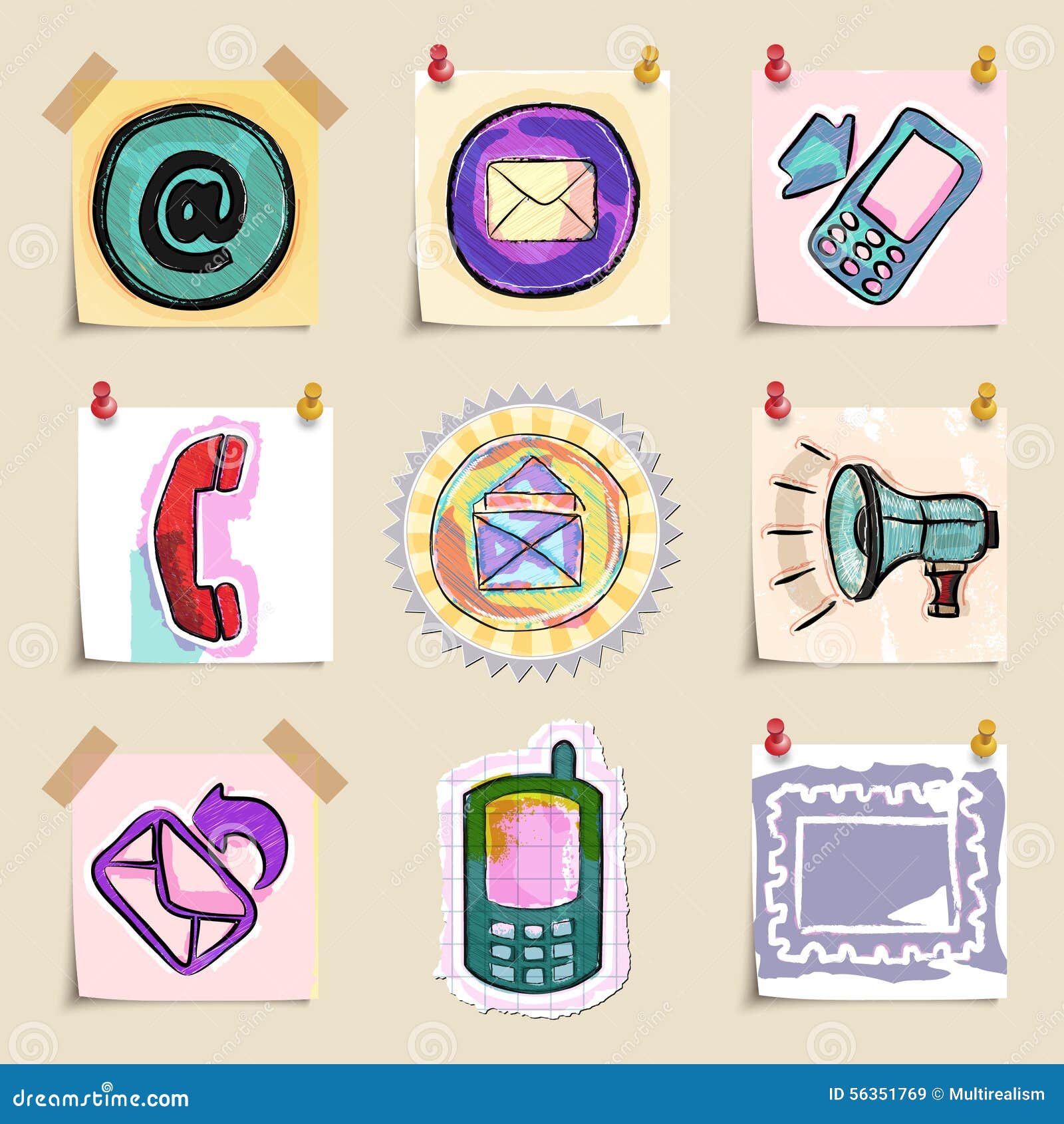 Communication Icons Set. Hand Drawn and Isolated Stock Vector ...