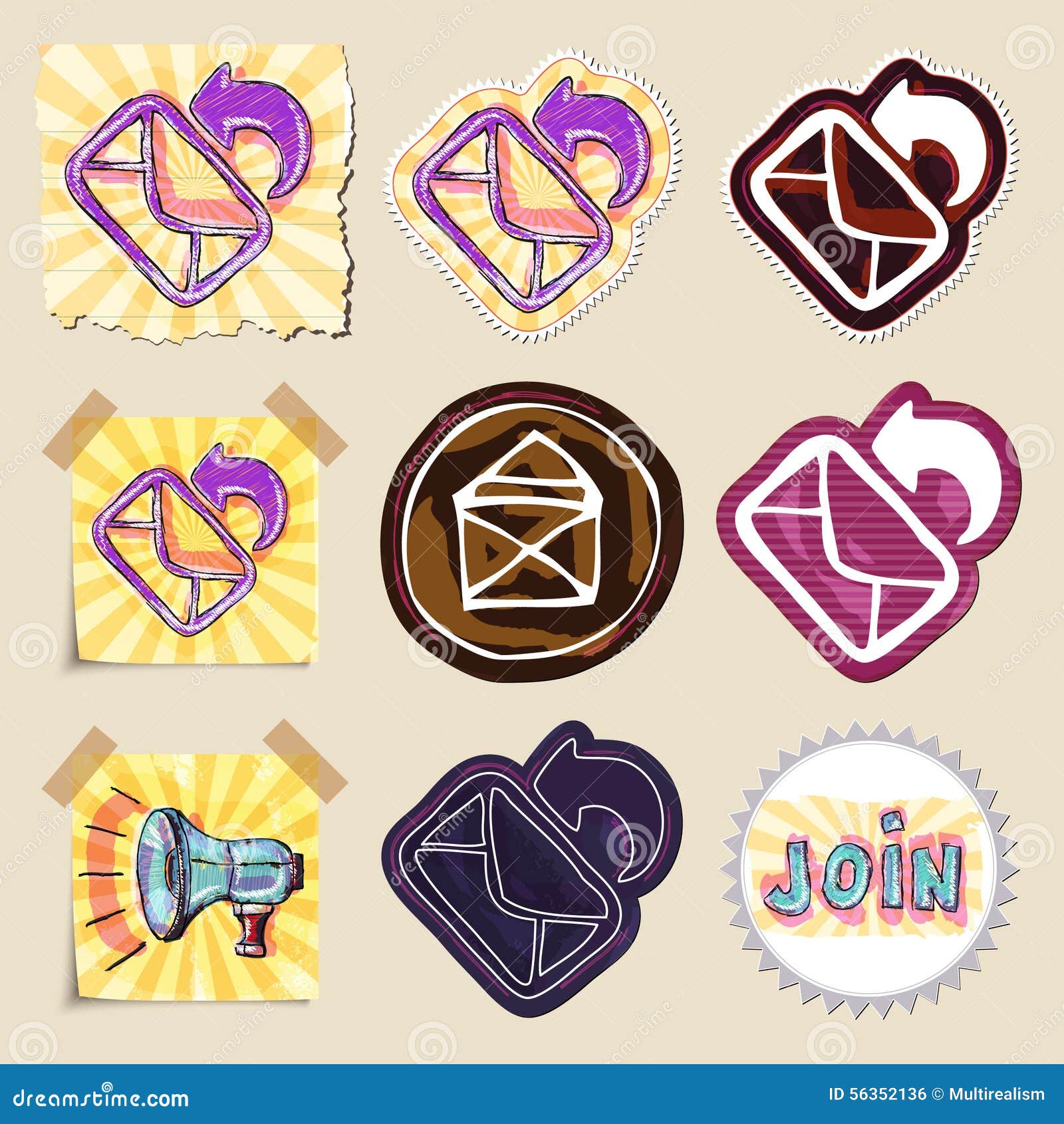 Communication Icons Set. Hand Drawn and Isolated Stock Vector ...