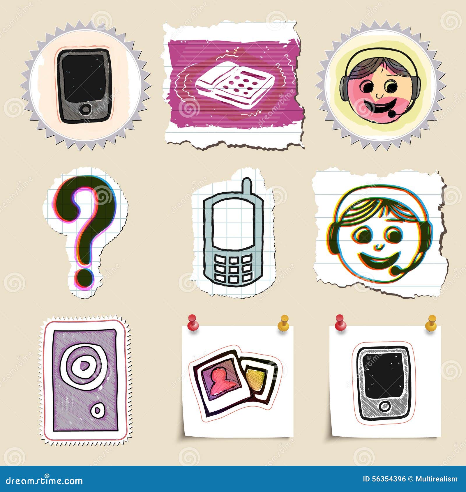 Communication Icons Set. Hand Drawn and Isolated Stock Vector ...