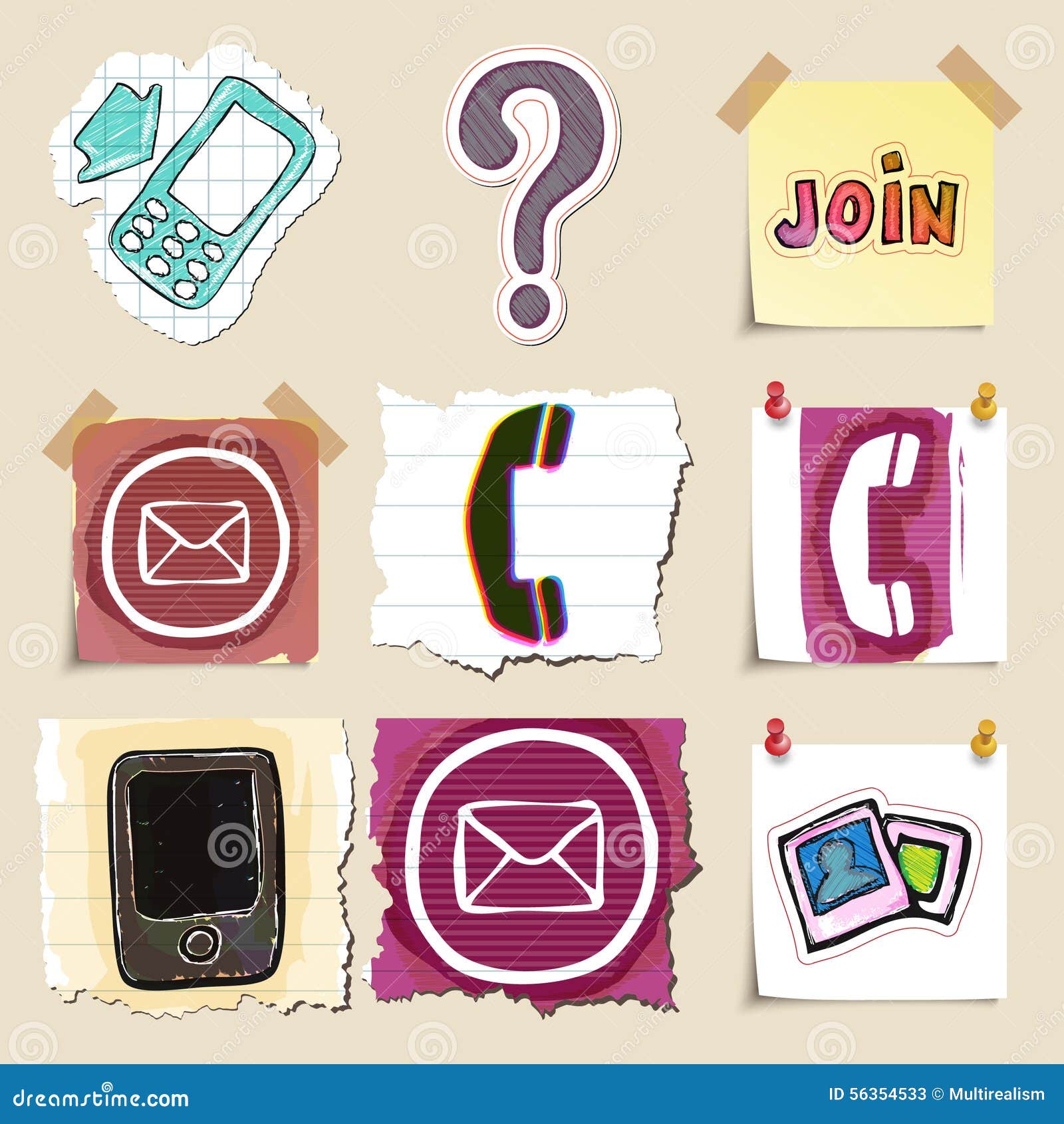 Communication Icons Set. Hand Drawn and Isolated Stock Vector ...