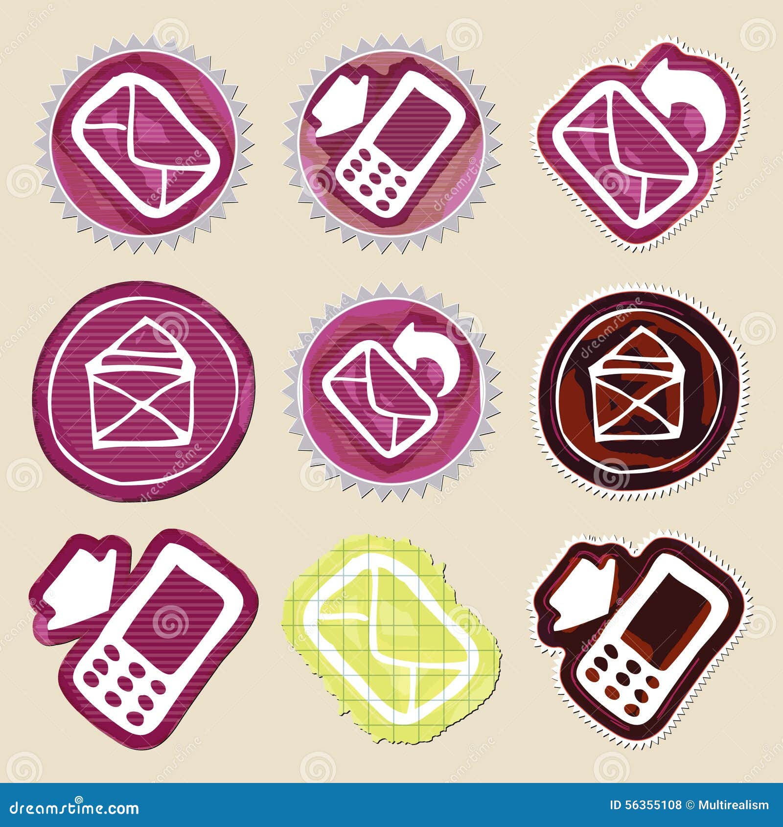 Communication Icons Set. Hand Drawn and Isolated Stock Vector ...