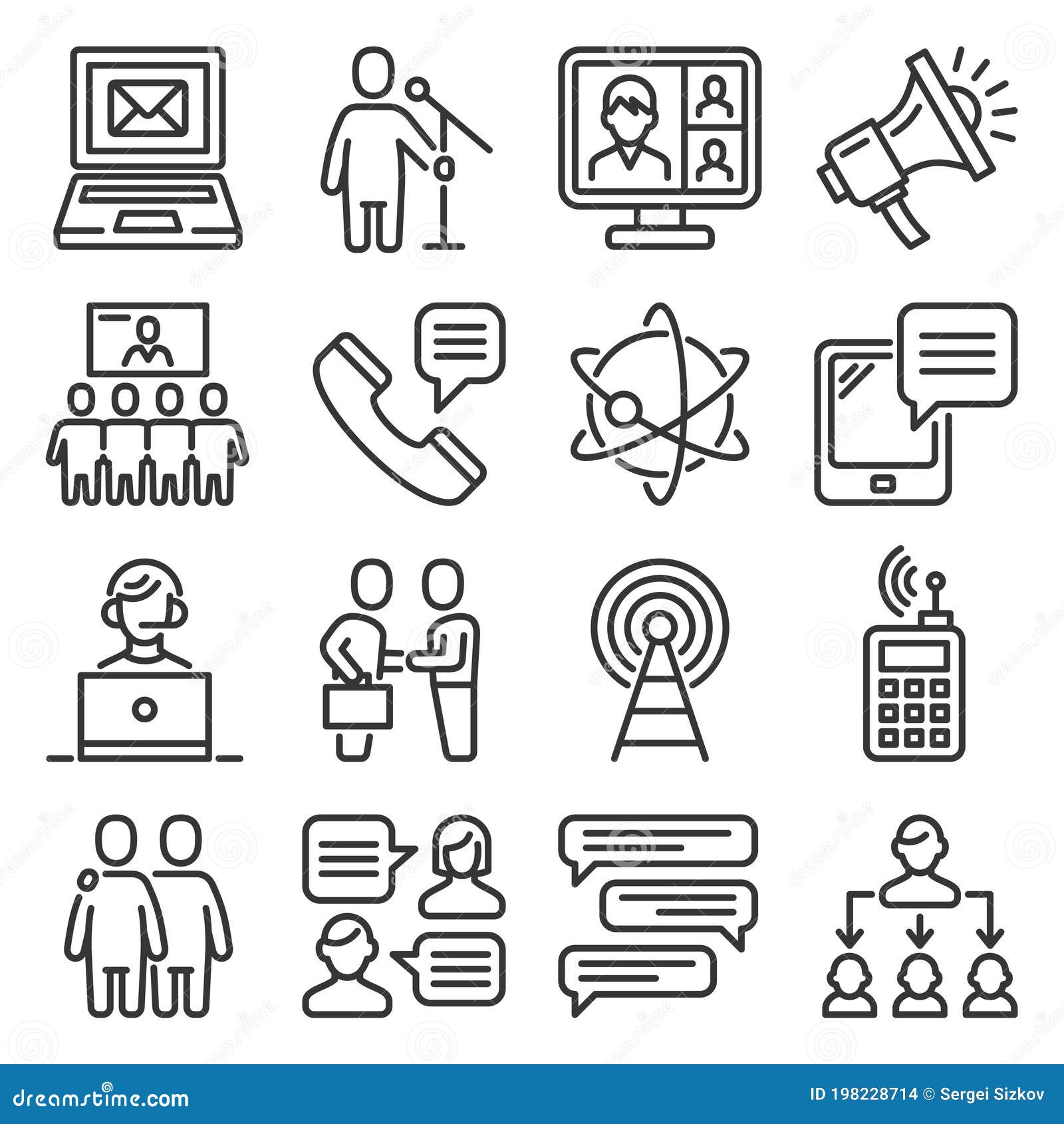 Communication Icons Set on White Background. Vector Stock Vector ...