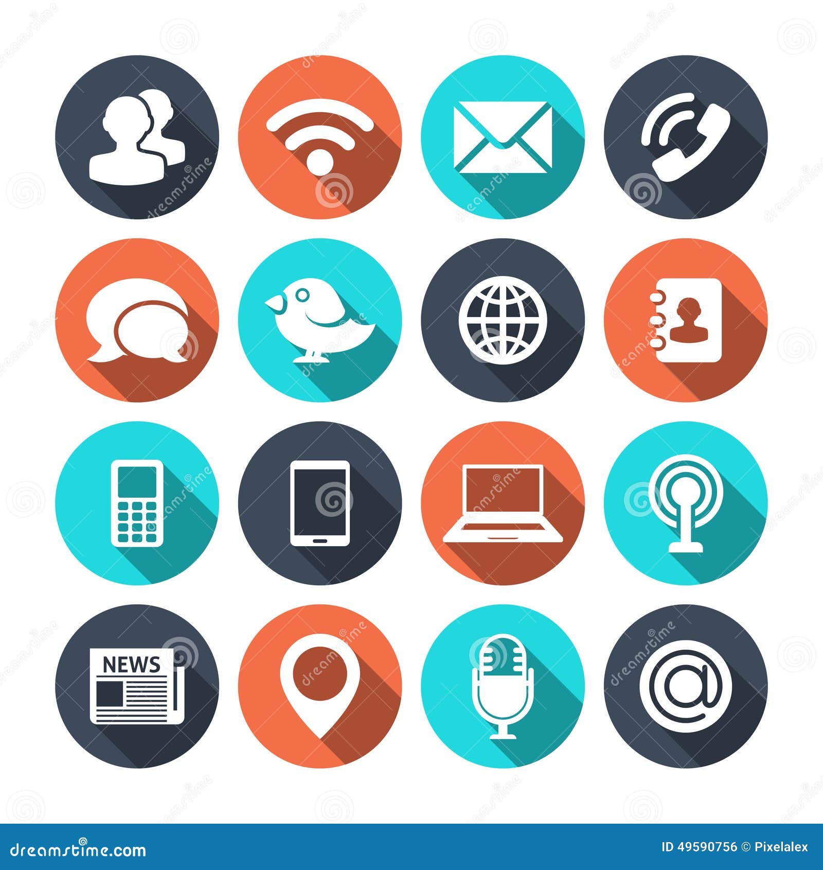 Communication Icons with Shadow Stock Vector - Illustration of laptop ...