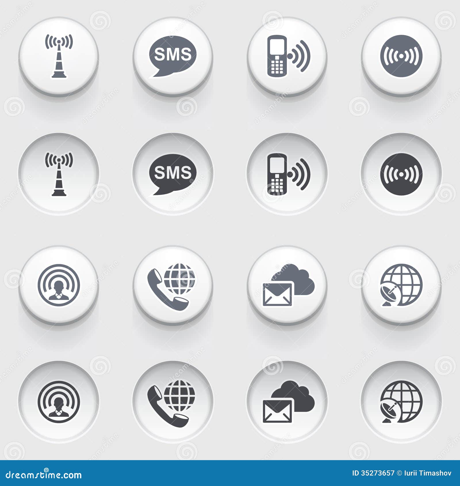 Communication Icons on White Buttons. Set 2. Stock Vector ...