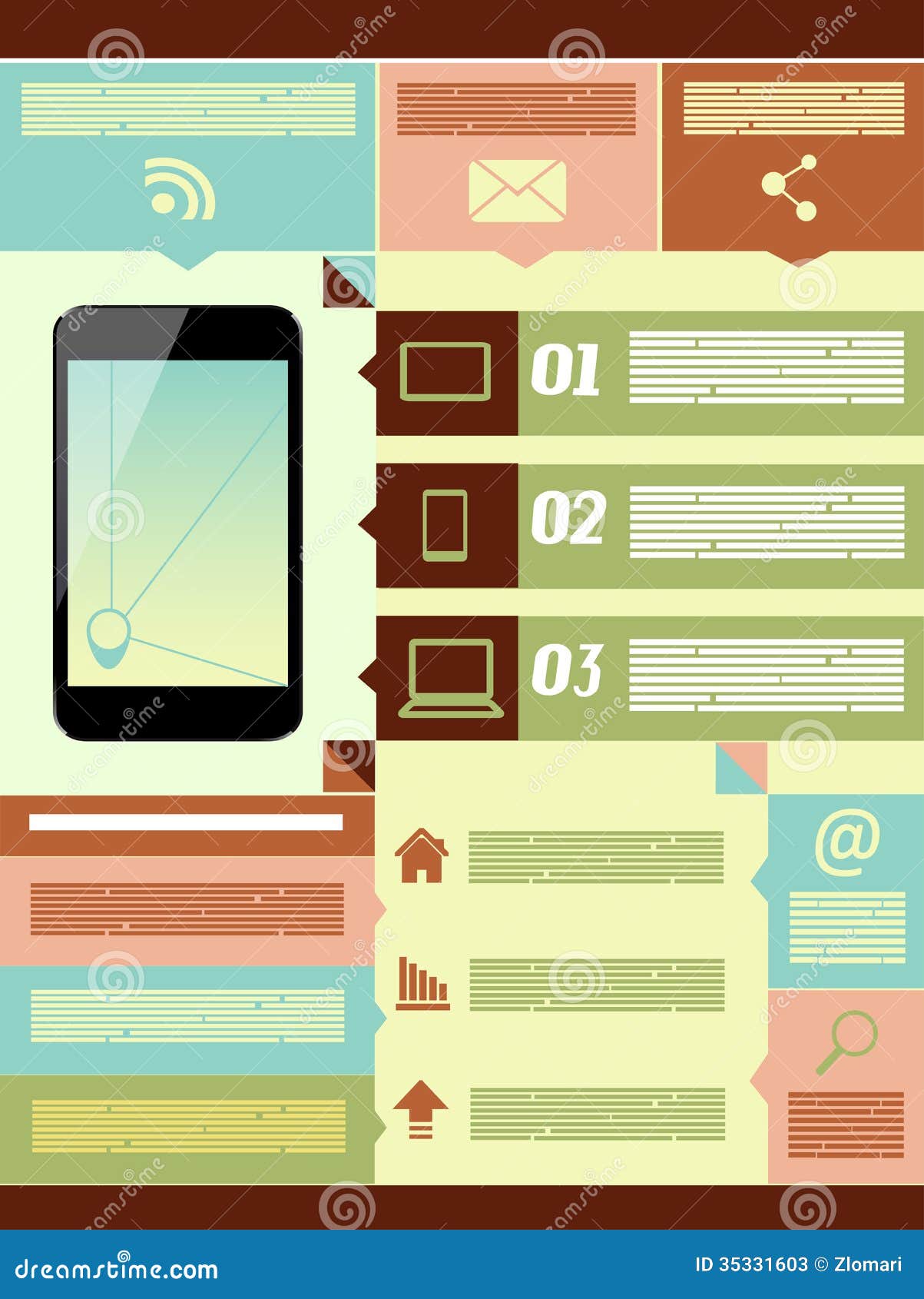Communication Infographic Illustration with Mobile Stock Vector ...