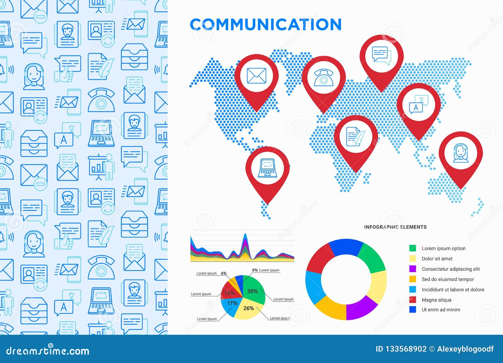 Communication Infographics Elements, Icons And Symbols Cartoon Vector ...