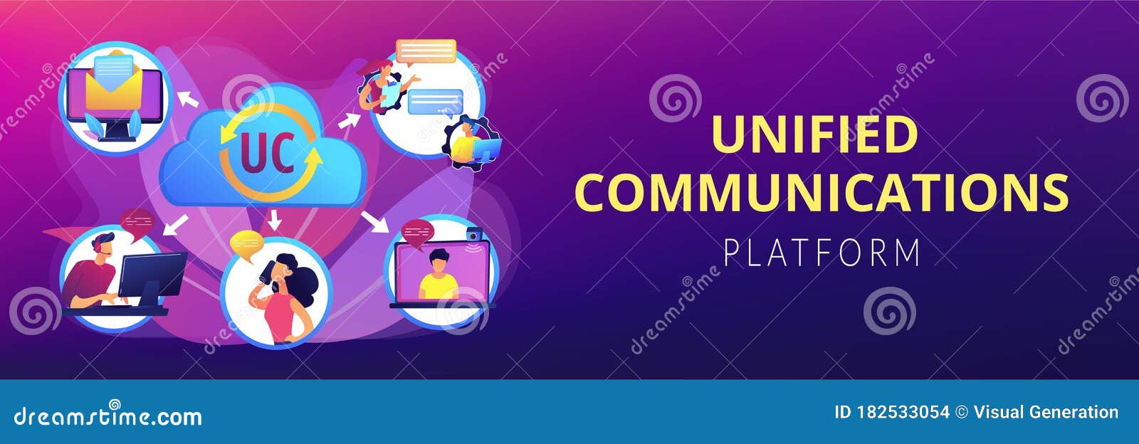 Unified Communication Concept Banner Header Stock Vector - Illustration ... Unified Communication Concept Banner Header Stock Vector - Illustration ...