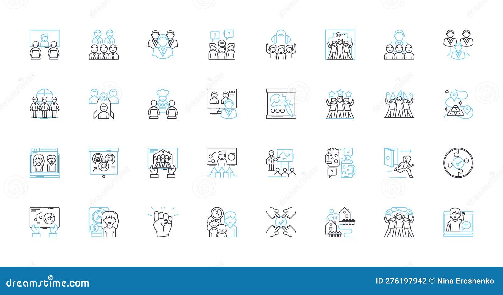 Communication and Interaction Linear Icons Set. Dialogue, Connect ...
