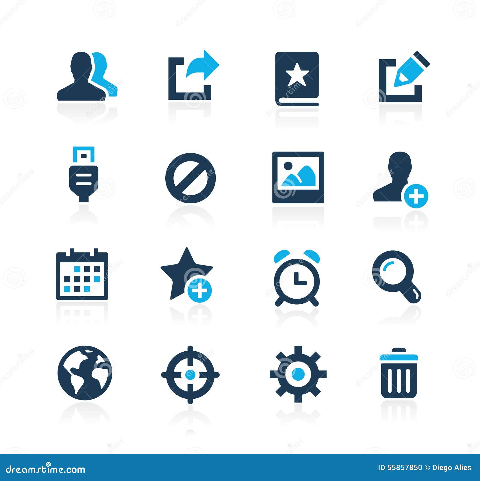 Communication Interface Icons Azure Series Stock Vector - Illustration ...