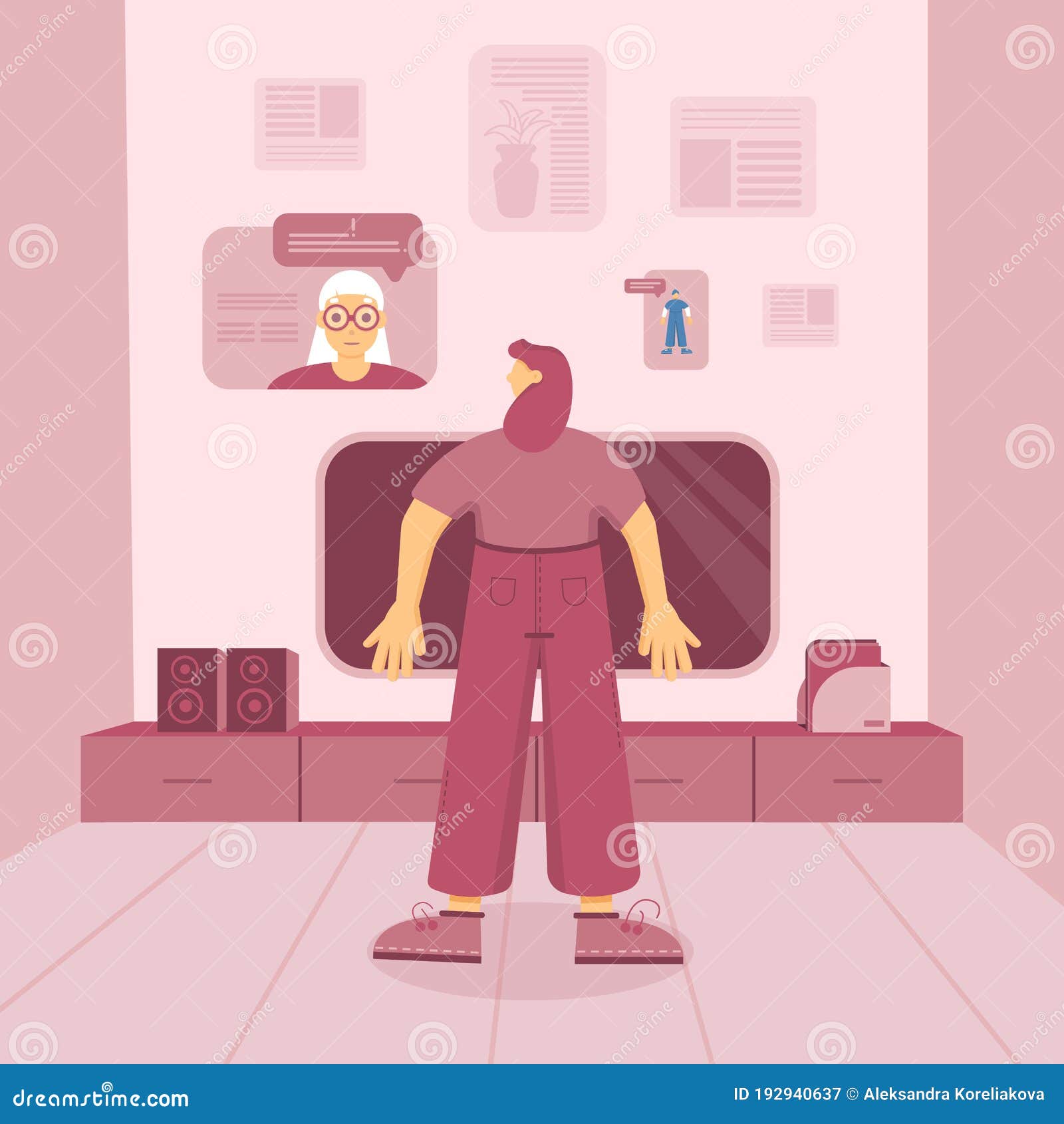 Communication during Isolation. Remote Work Stock Vector - Illustration ...