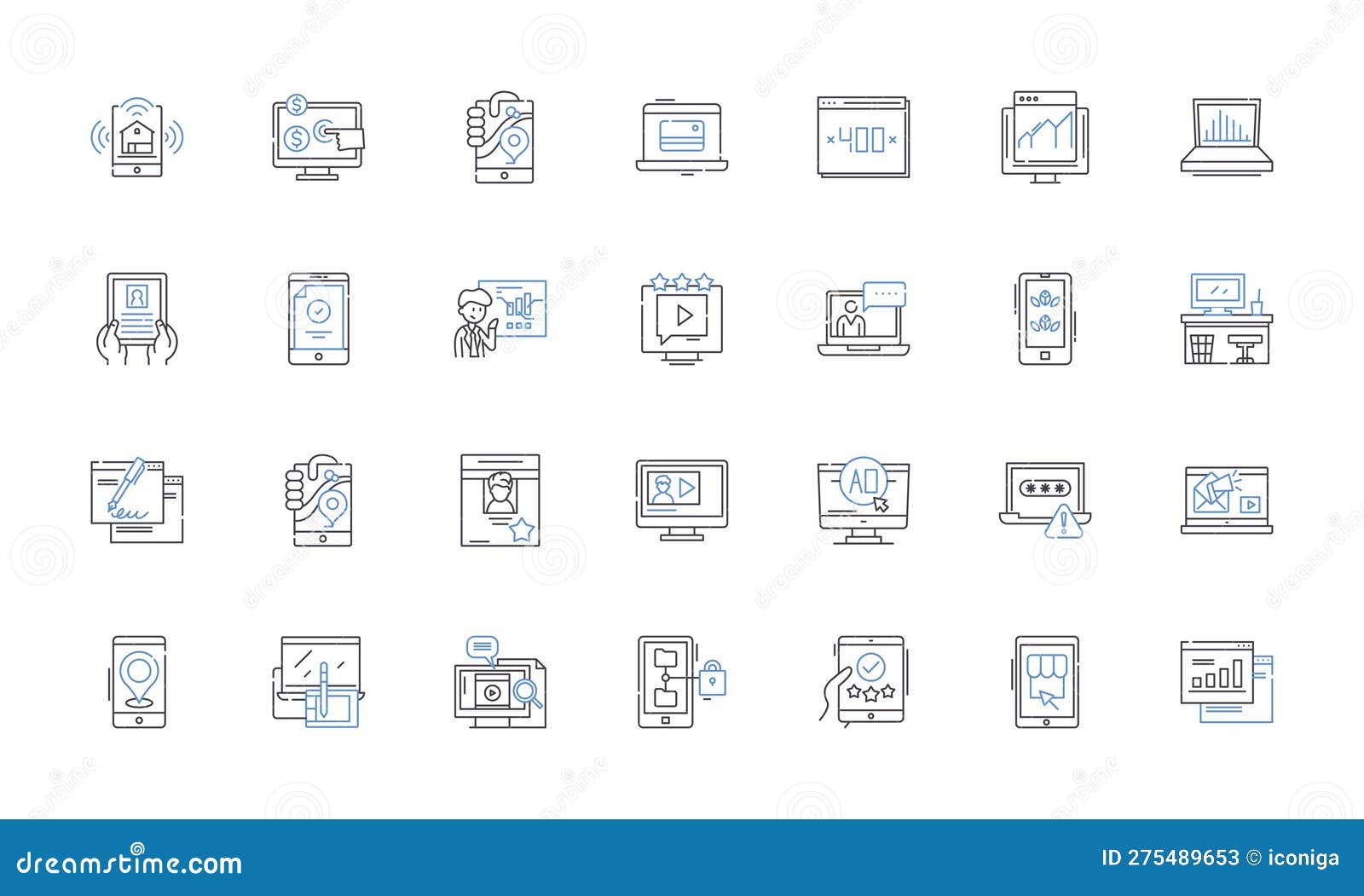 Communication Junction Line Icons Collection. Connection, Exchange ...