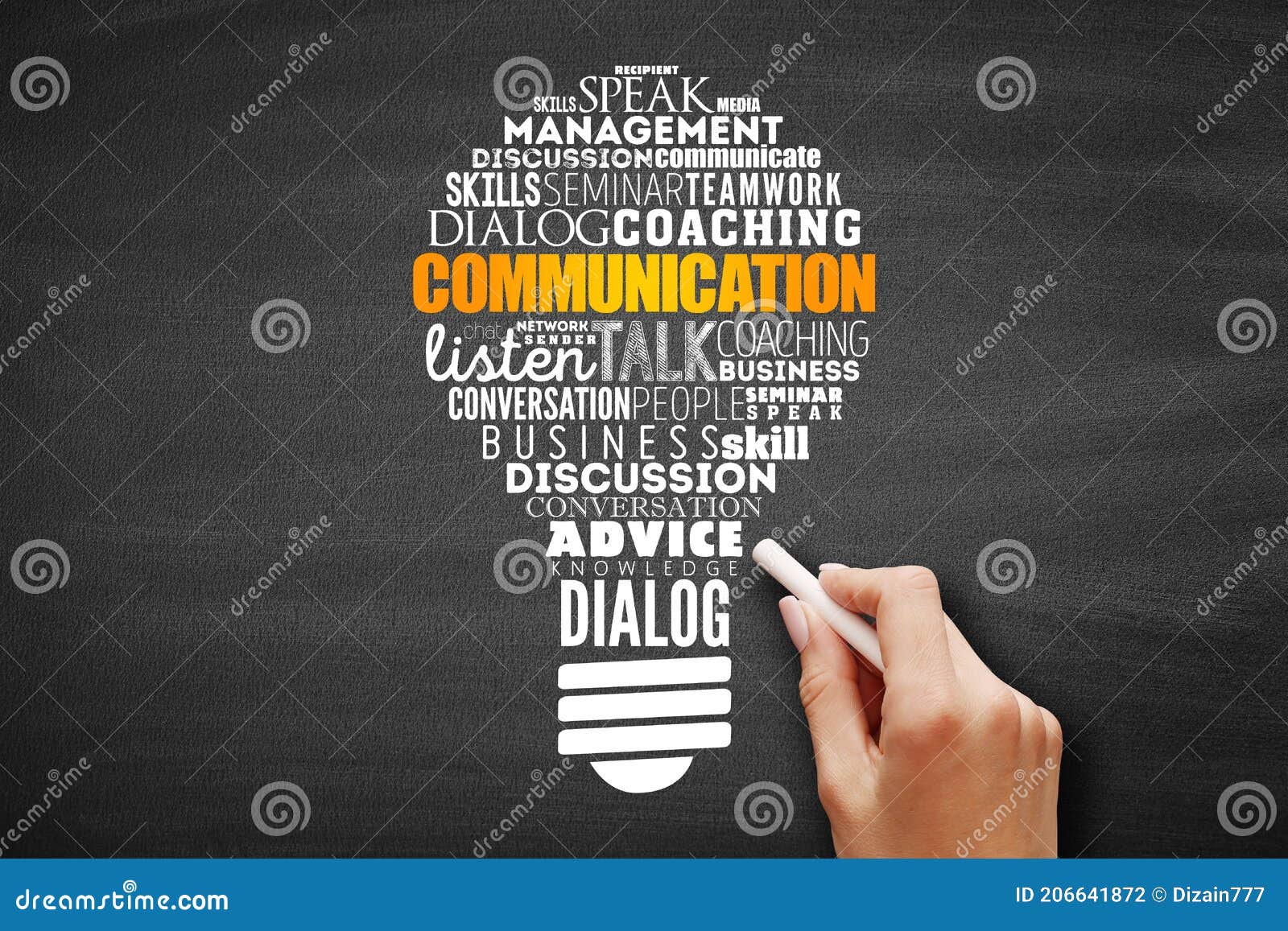 COMMUNICATION Light Bulb Word Cloud Collage Stock Photo - Image of chat ...