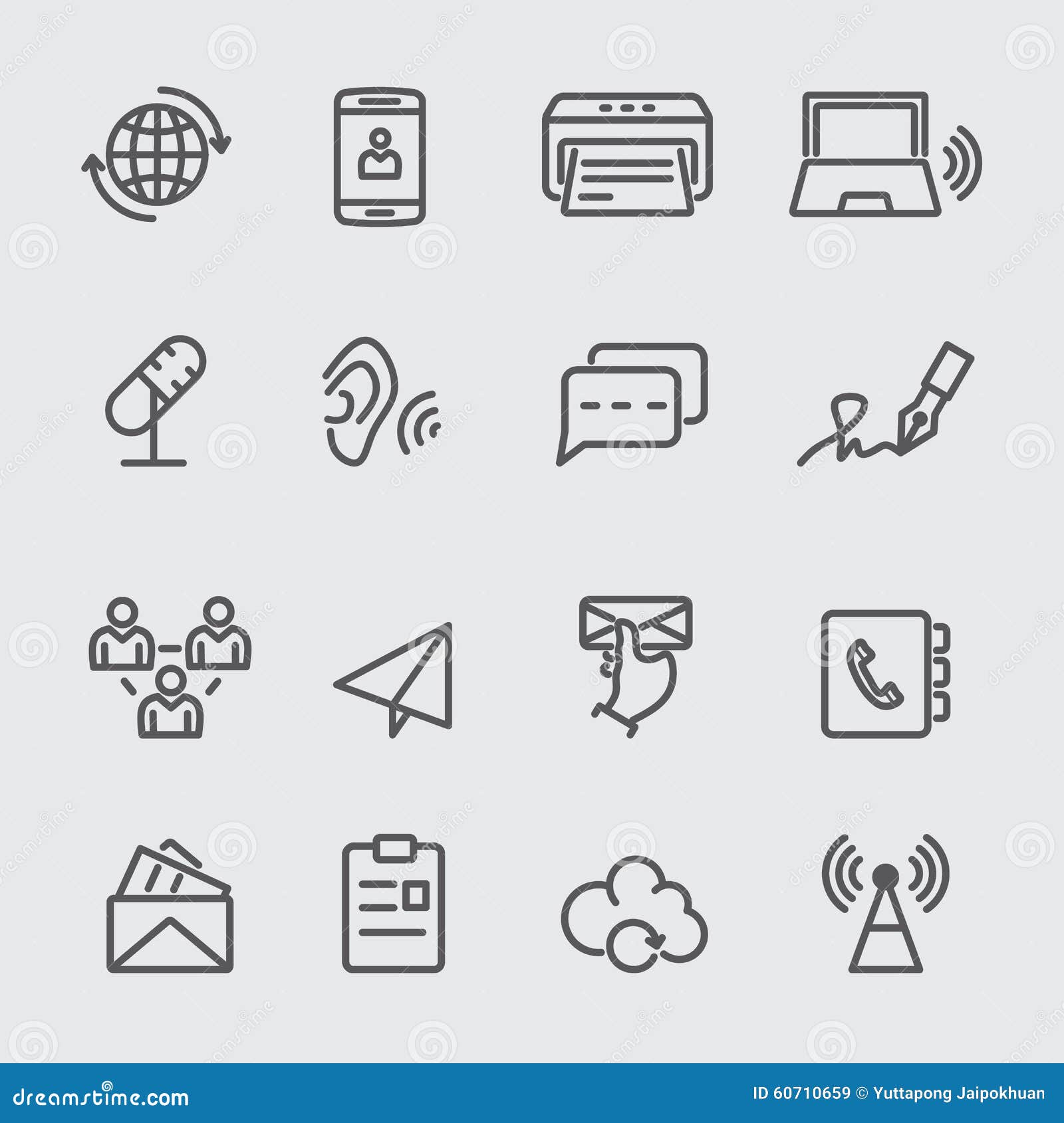 Communication Icon Set, People Devices Symbols Cartoon Vector ...