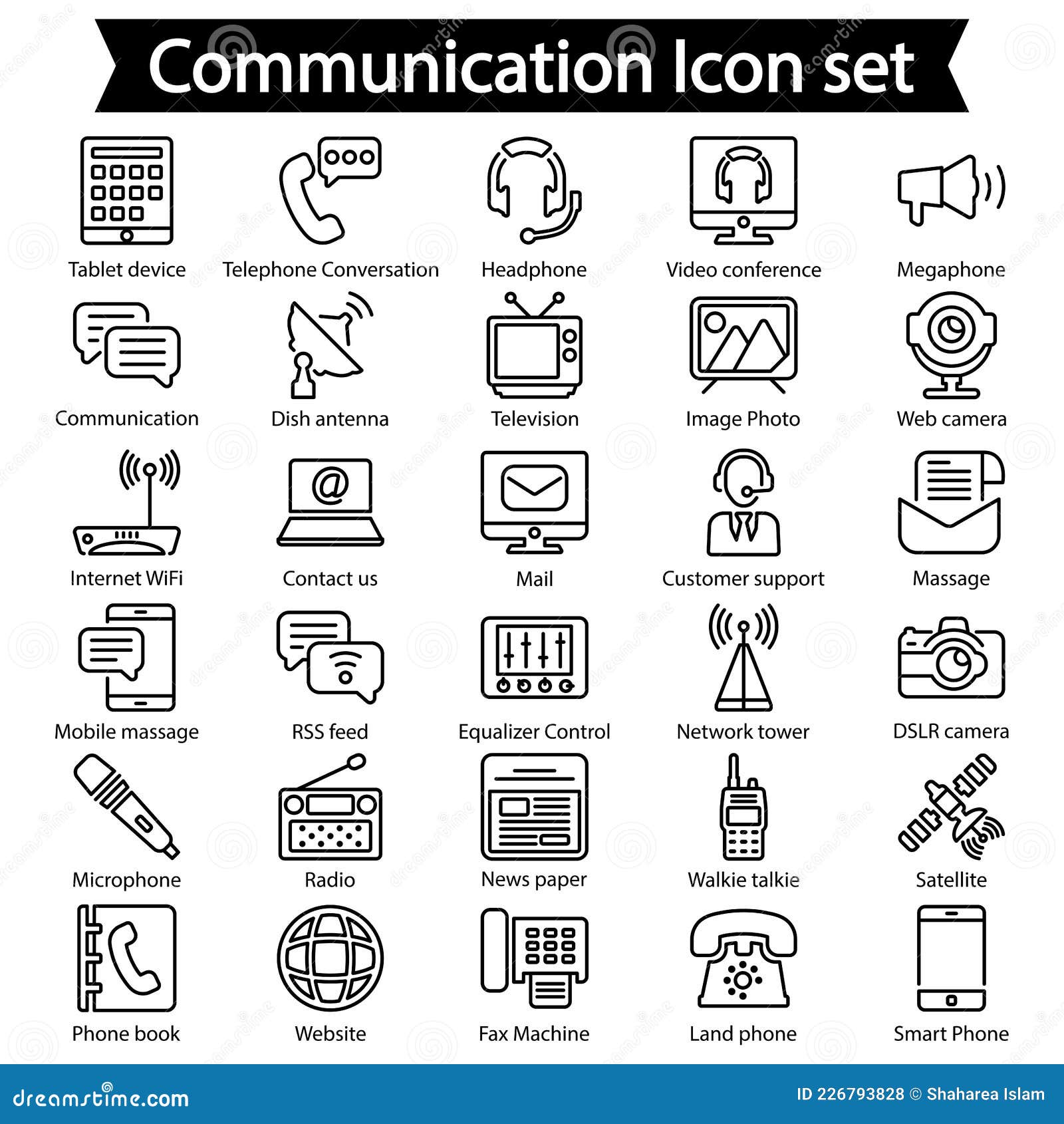 Communication Line Icon Set Stock Vector - Illustration of feed ...