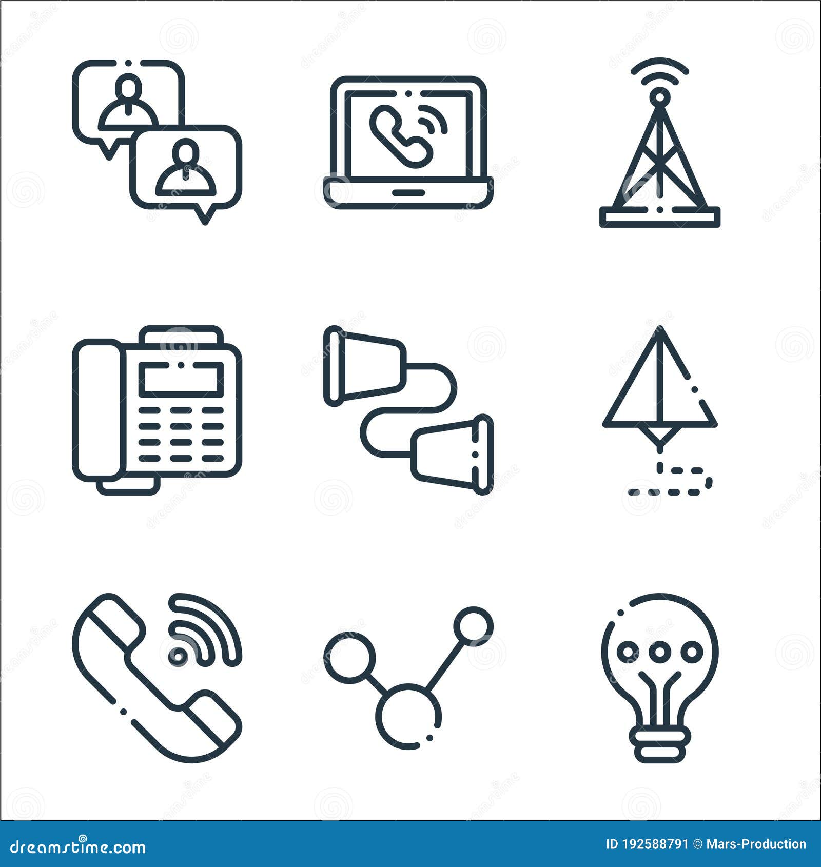 Communication Line Icons. Linear Set Stock Vector - Illustration of ...