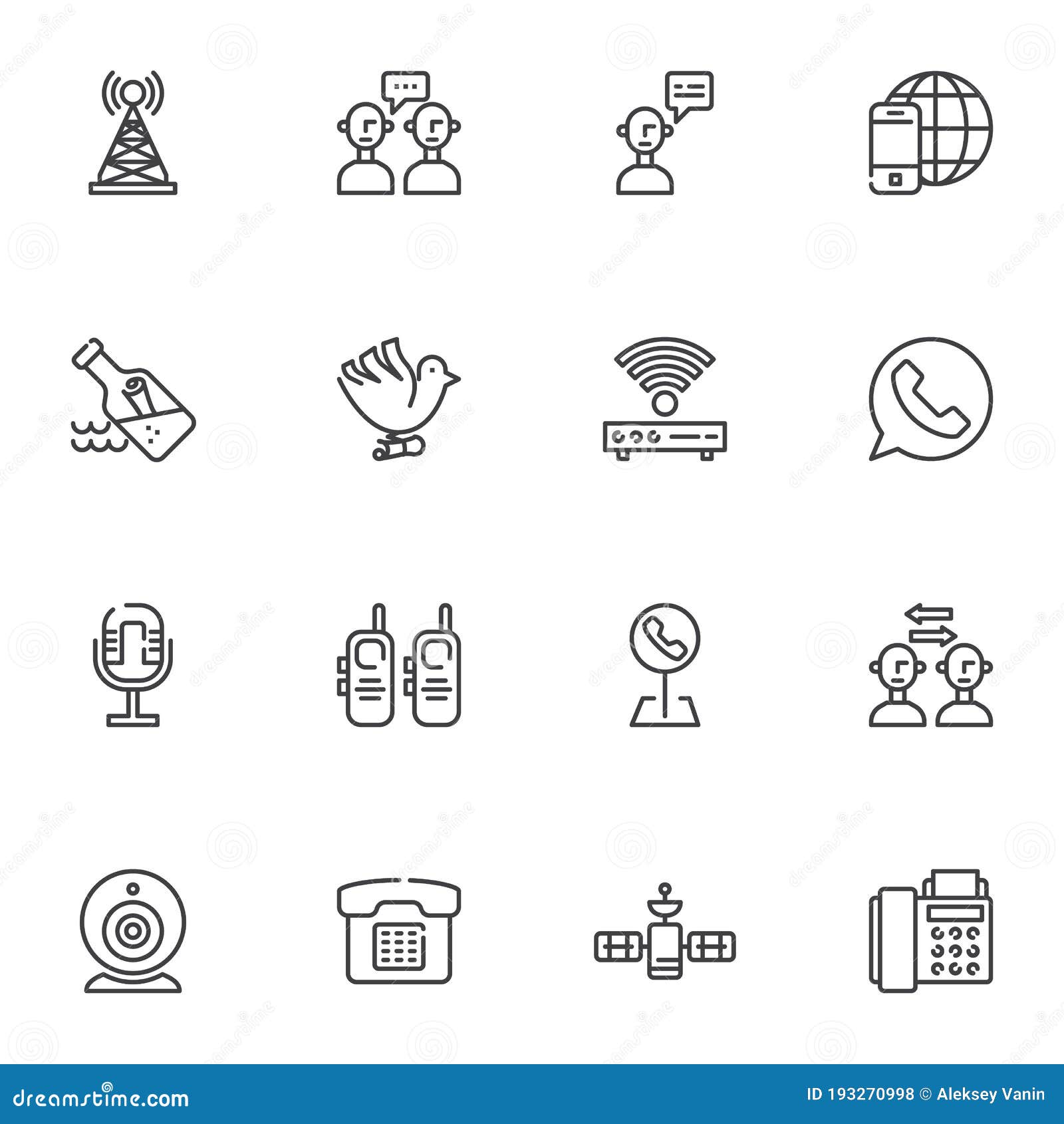 Communication Line Icons Set Stock Vector - Illustration of dove ... Communication Line Icons Set Stock Vector - Illustration of dove ...