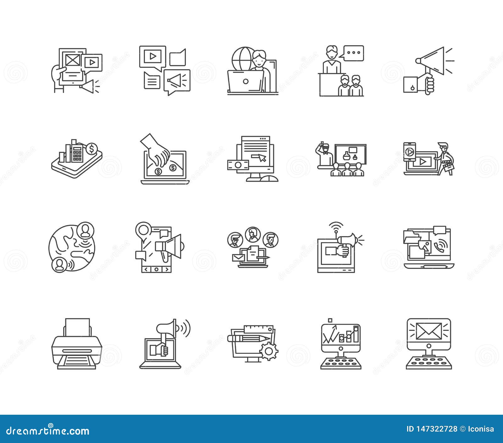 Communication Line Icons, Signs, Vector Set, Outline Illustration ...