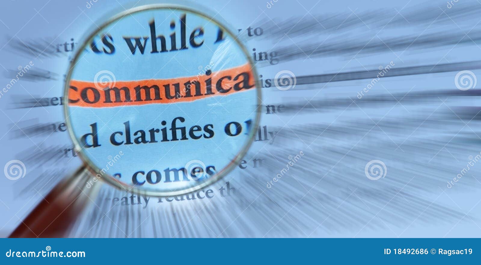 Communication with Magnifying Glass Stock Photo - Image of hand ...