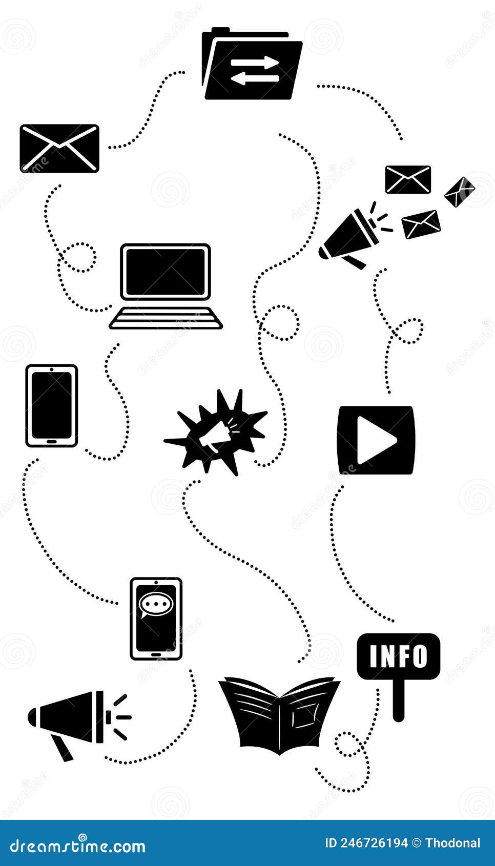 Communication Media Concept on White Background Stock Photo - Image of ...