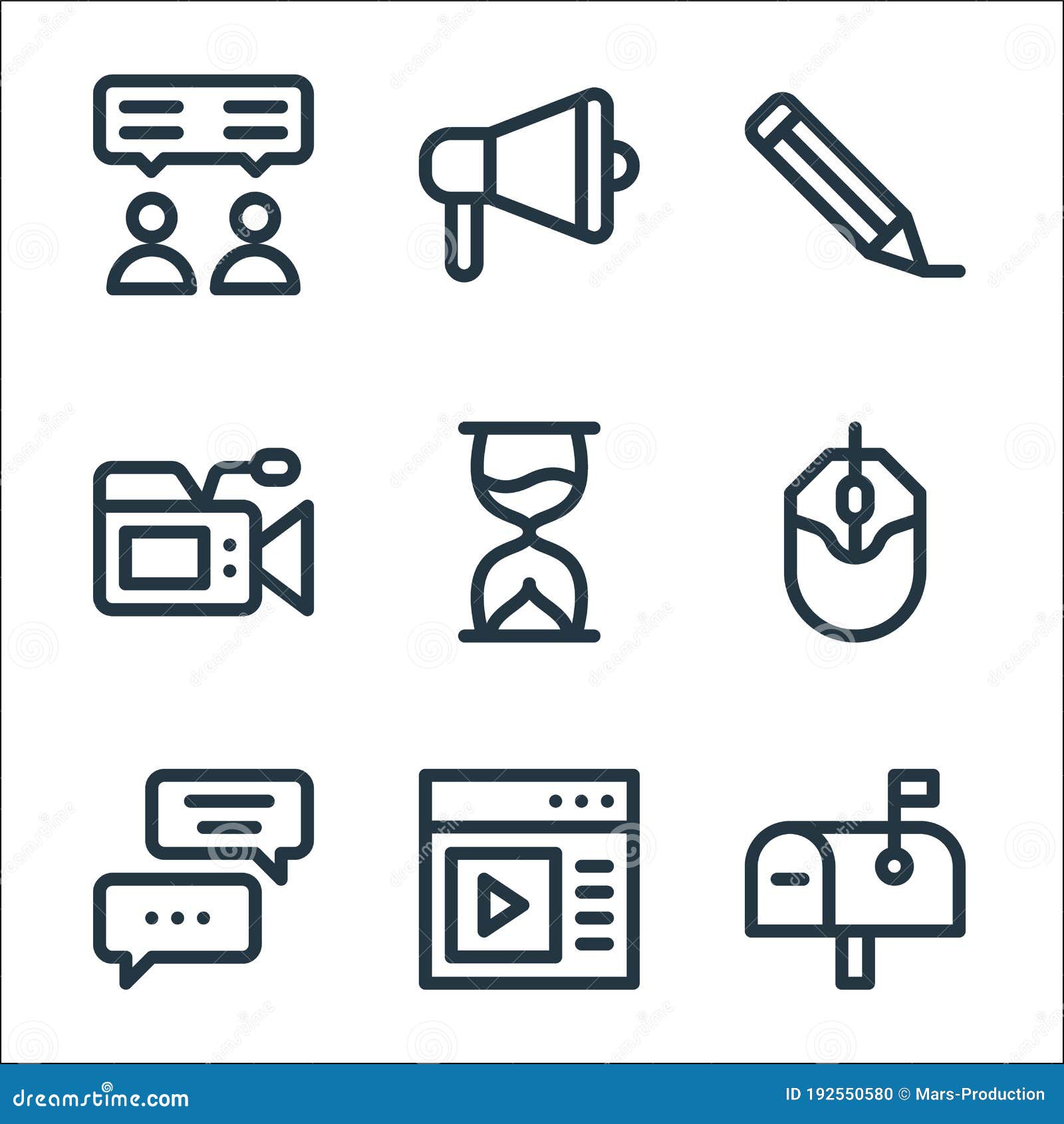 Communication and Media Line Icons. Linear Set Stock Vector ...