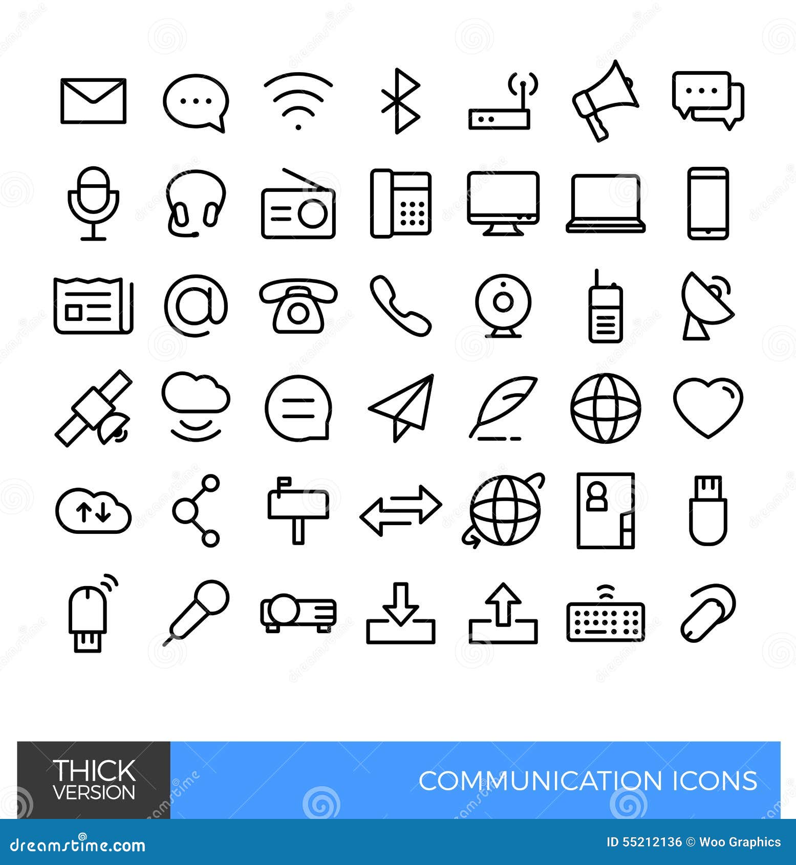 Communication Media Linear Line Icons Stock Vector - Illustration of ...