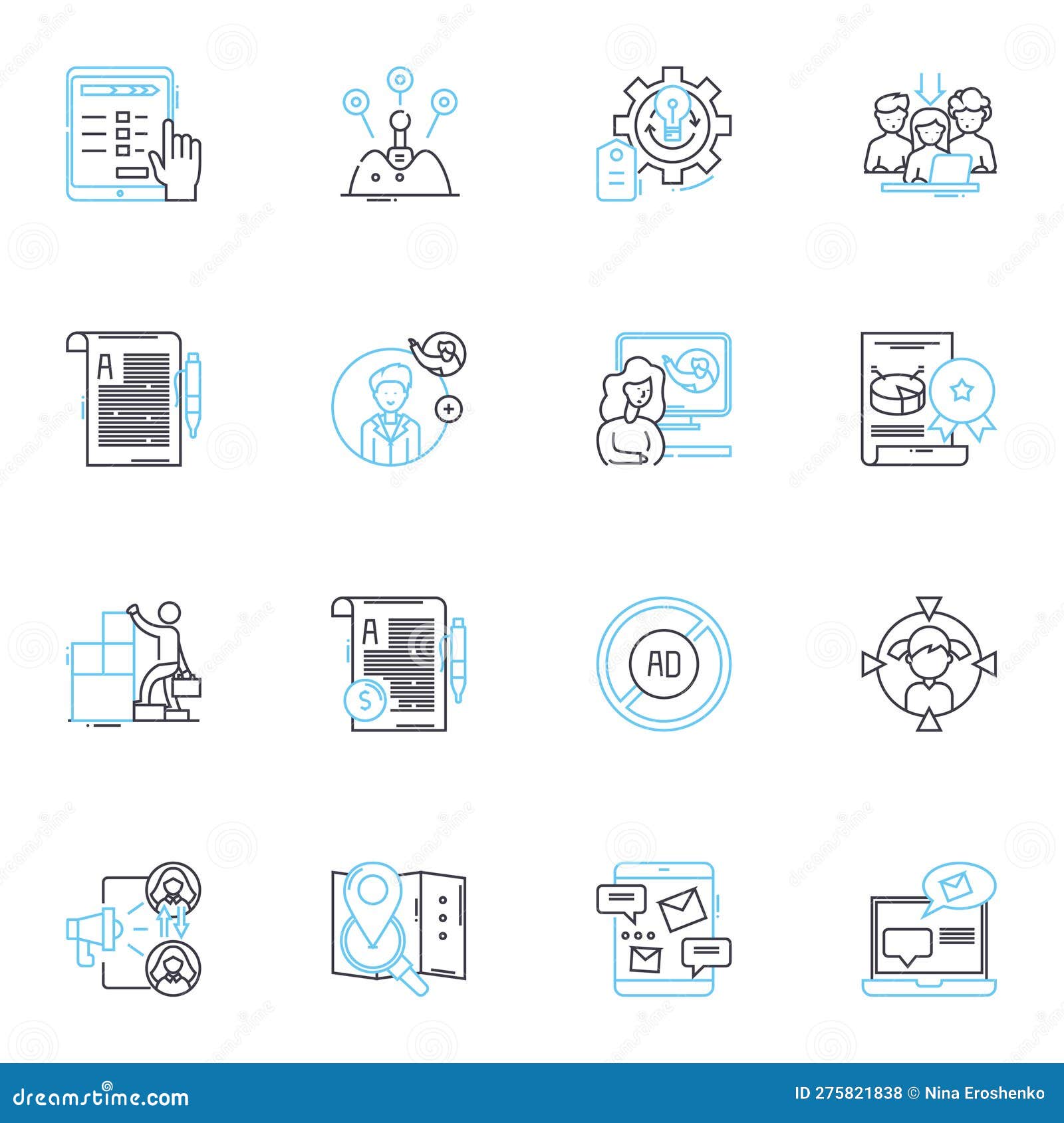 Communication and Messaging Linear Icons Set. Dialogue, Exchange ...