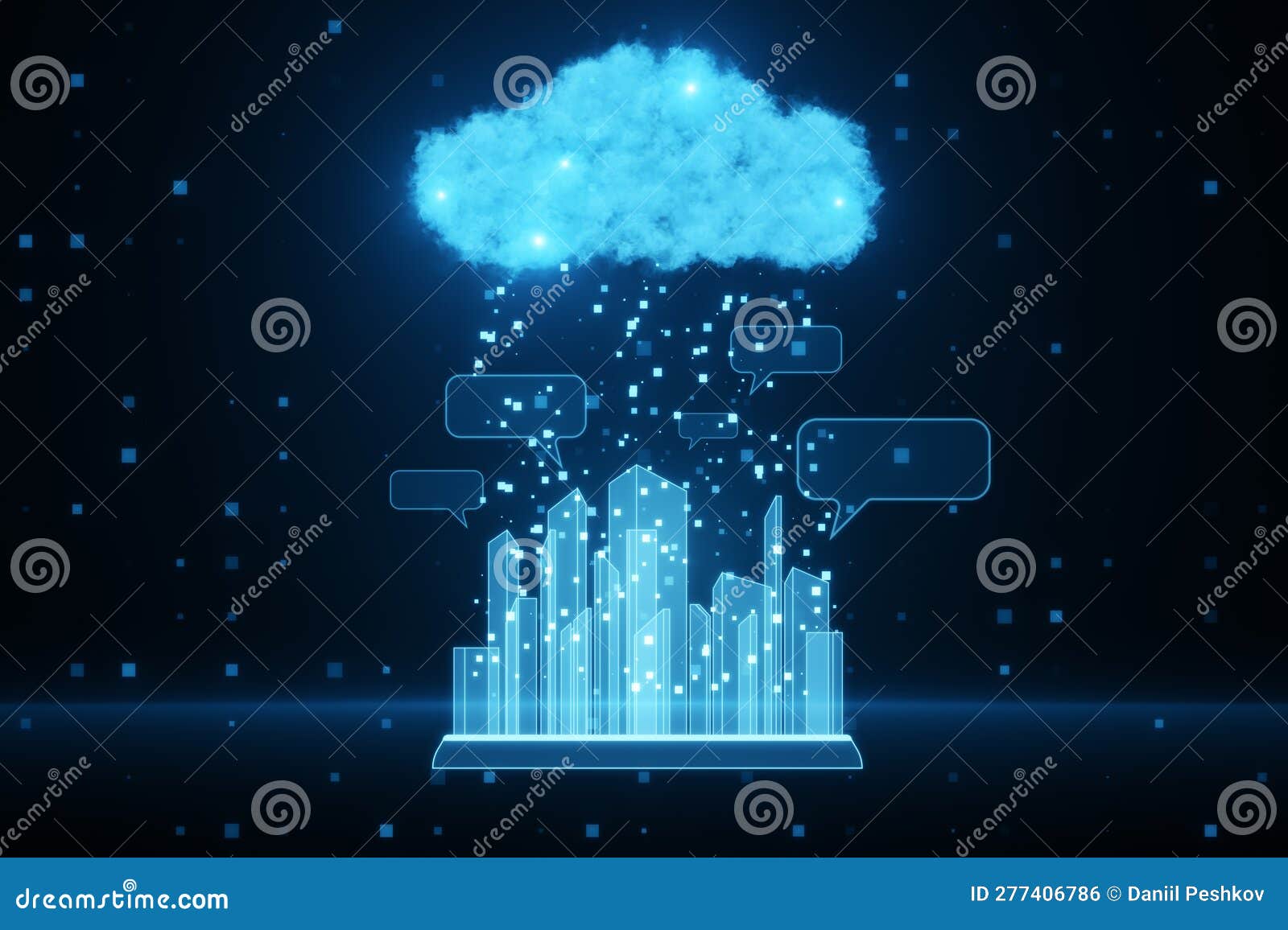 Communication Network and Cloud Computing Technology Concept with ...